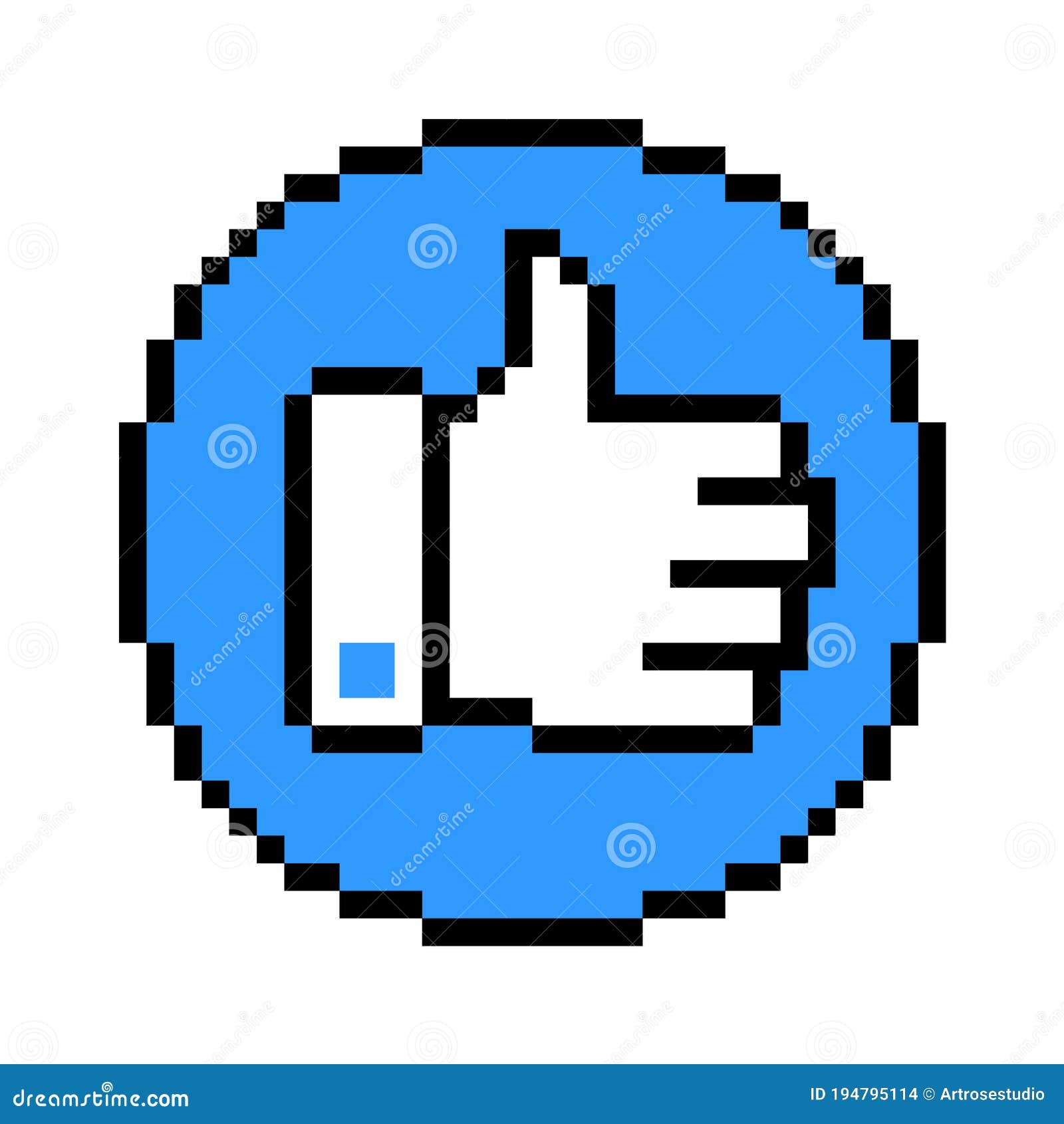 Blue Thumb Up Emoticon Symbol, Pixel Art Design Stock Vector ...