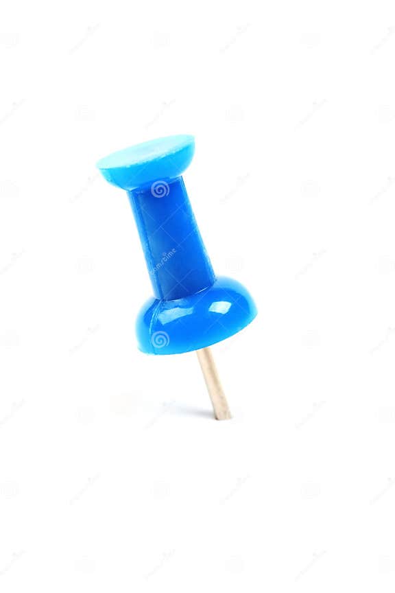 Blue Pin Thumbtack Isolated on White Office Paper Push Business Board ...