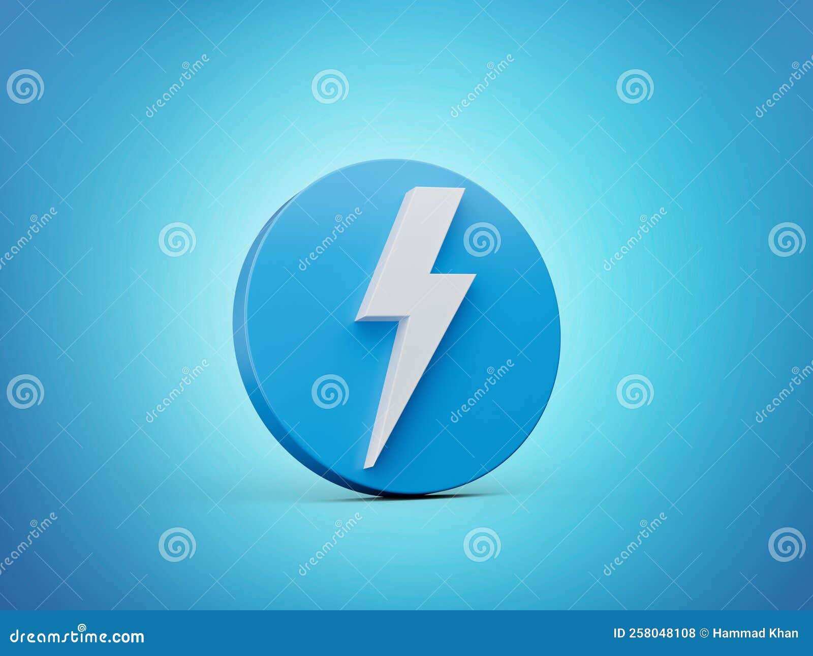 Blue Thunderbolt Icon 3d Isometric Isolated on White Background. Blue ...