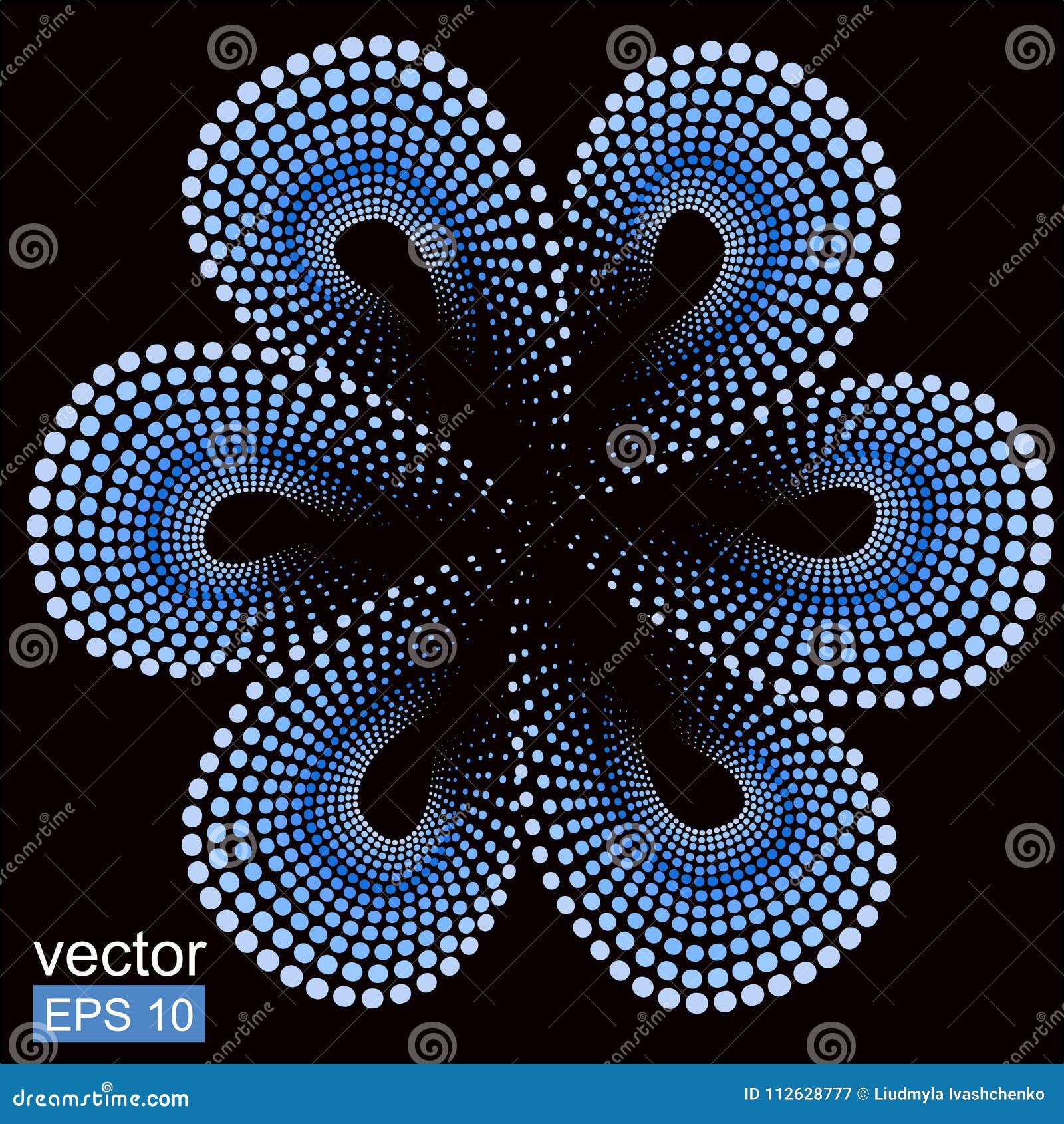 Blue Tiare Flower. Doted Monoi Flower on Black Stock Vector ...