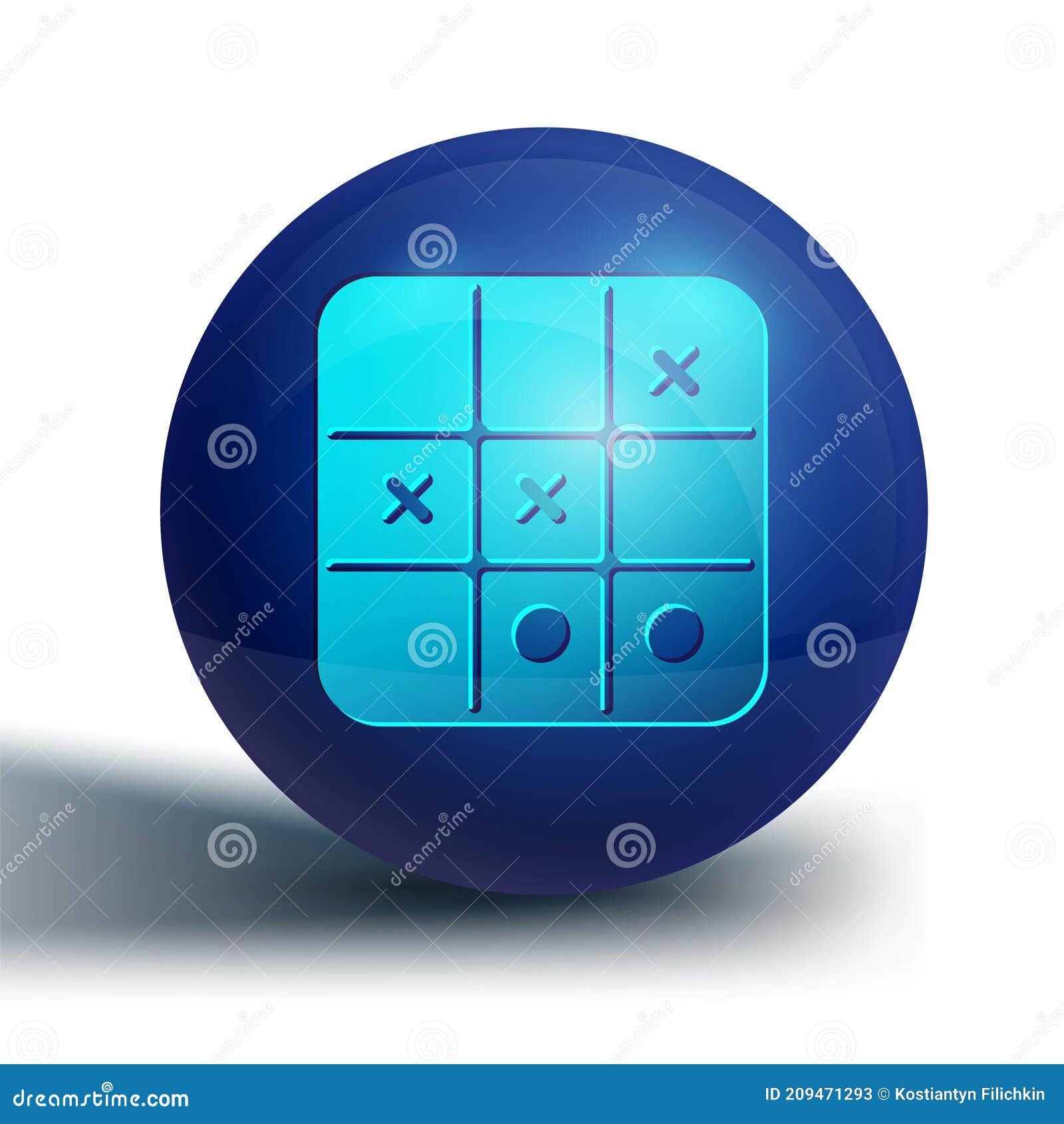 Blue Tic Tac Toe Game Icon Isolated on White Background. Blue Circle ...