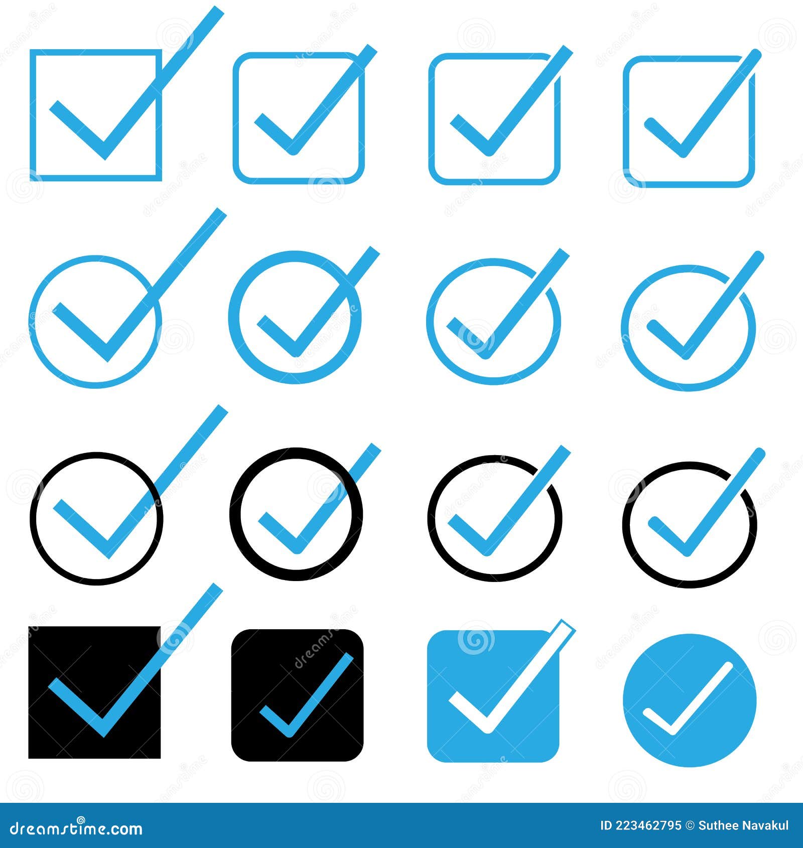 Blue Tick Checkbox on White Background. Tick Sign. Check Mark Symbol ...