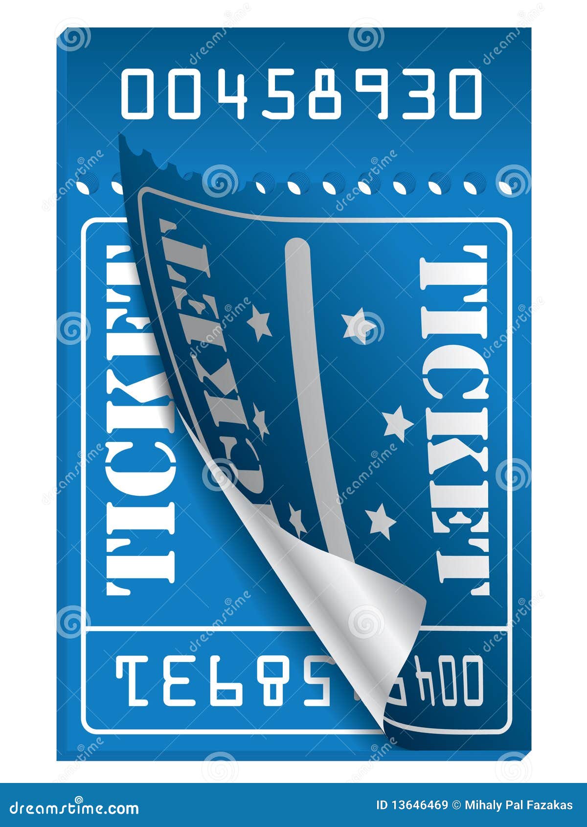 Blue ticket to be torn stock vector. Illustration of release - 13646469