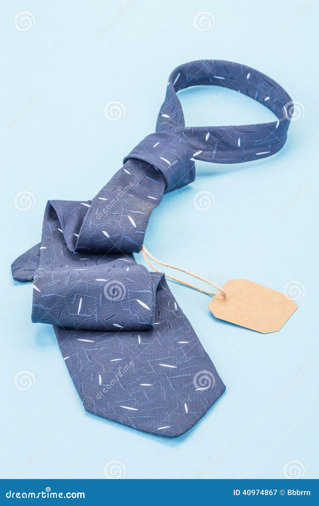 Blue tie with name tag stock image. Image of label, fashion - 40974867