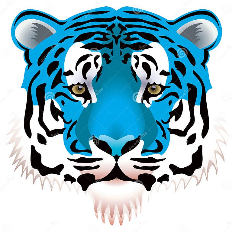 Blue tiger head stock vector. Illustration of gray, look - 16854295