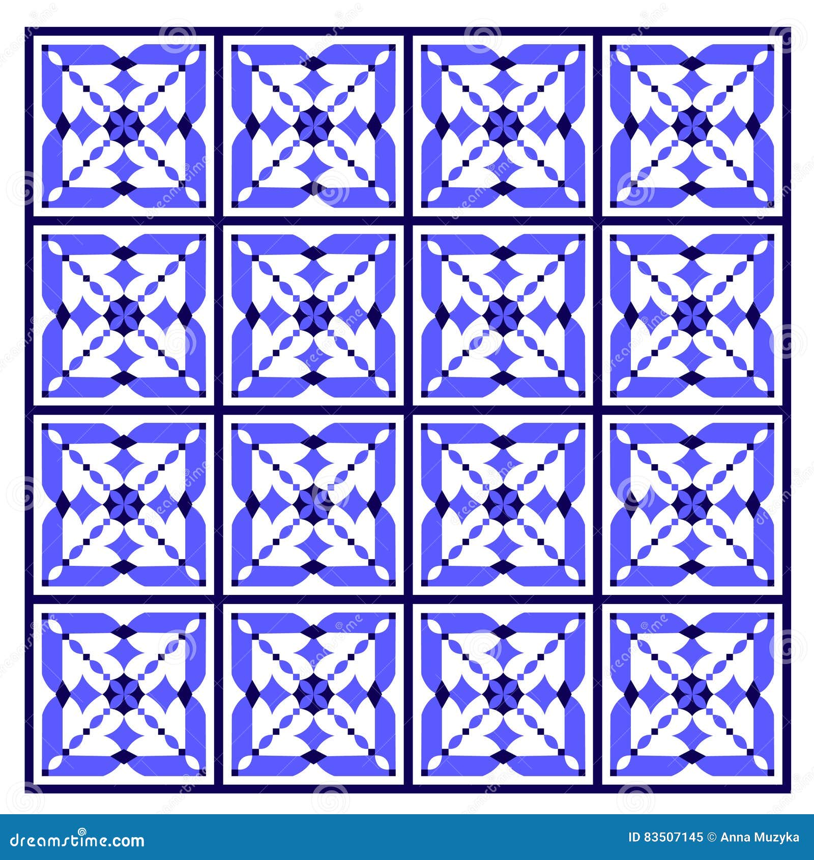 Blue tile stock vector. Illustration of glazed, geometry - 83507145