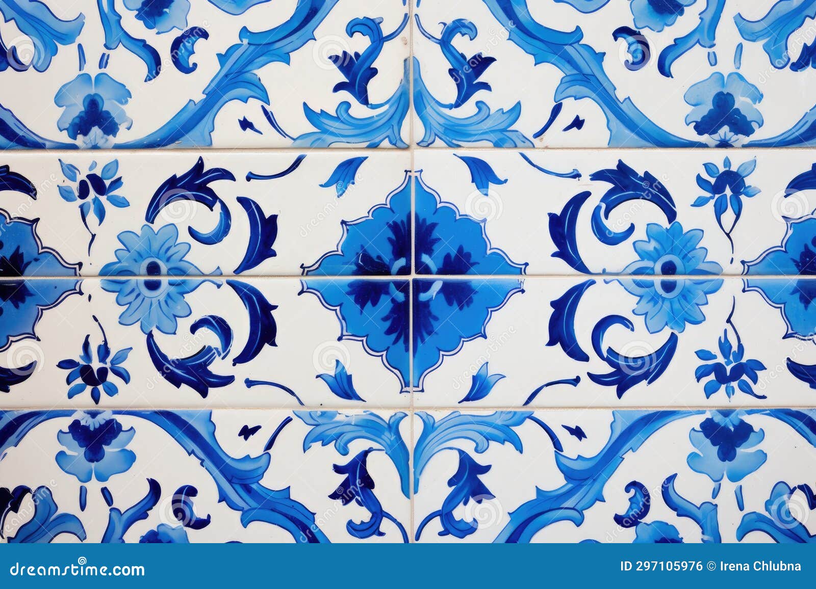 A Blue Tile Pattern of Watercolor Tiles. Generative AI Stock ...