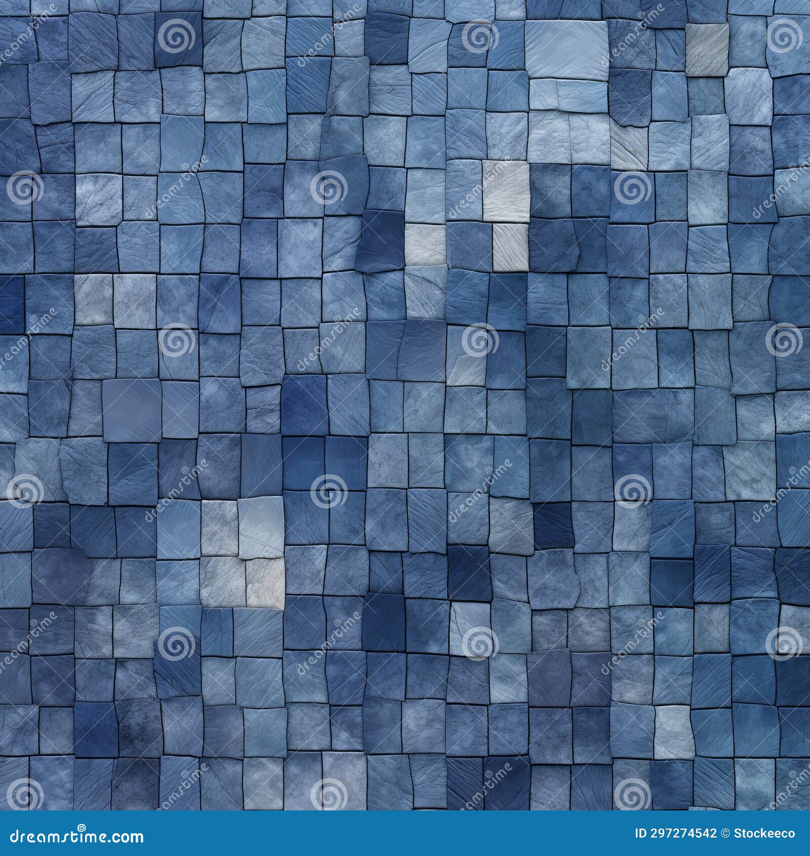 Bumpy Denim Tiles: Artistic Blue Background with Rough Hewn Surfaces ...