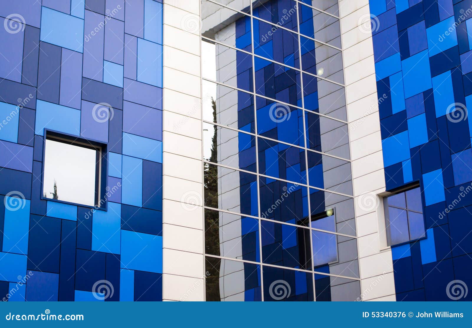 Blue Tiled Modernist Building Stock Photo - Image of background, design ...