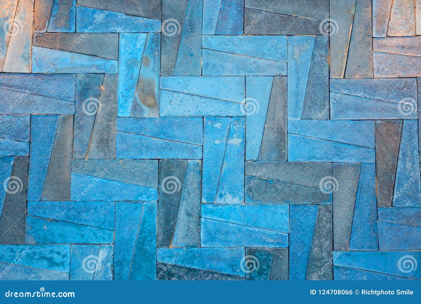 Blue Tiles on a Floor Making a Pattern. Stock Photo - Image of element ...