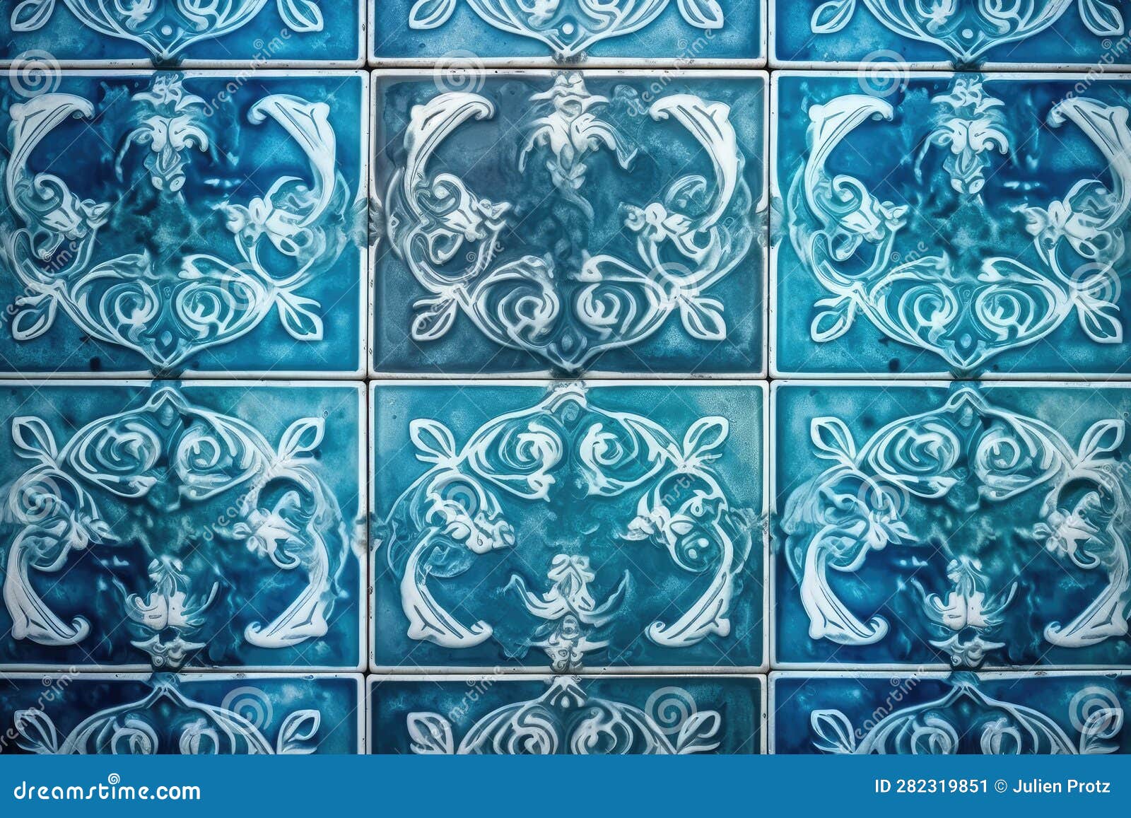 Blue Tiles Pattern with Texture Stock Illustration - Illustration of ...