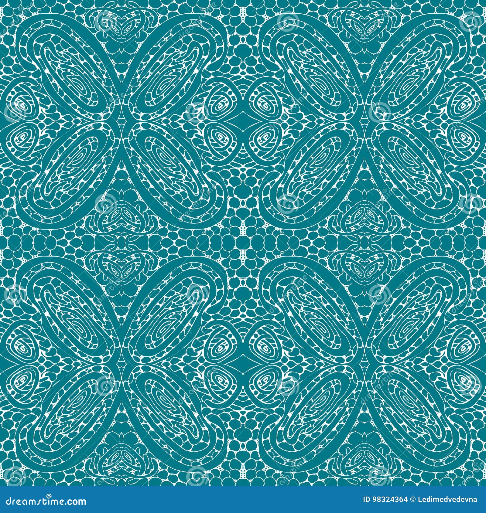 Blue Tiles with Seamless Pattern. Vector Illustration. Drawing by Hand ...