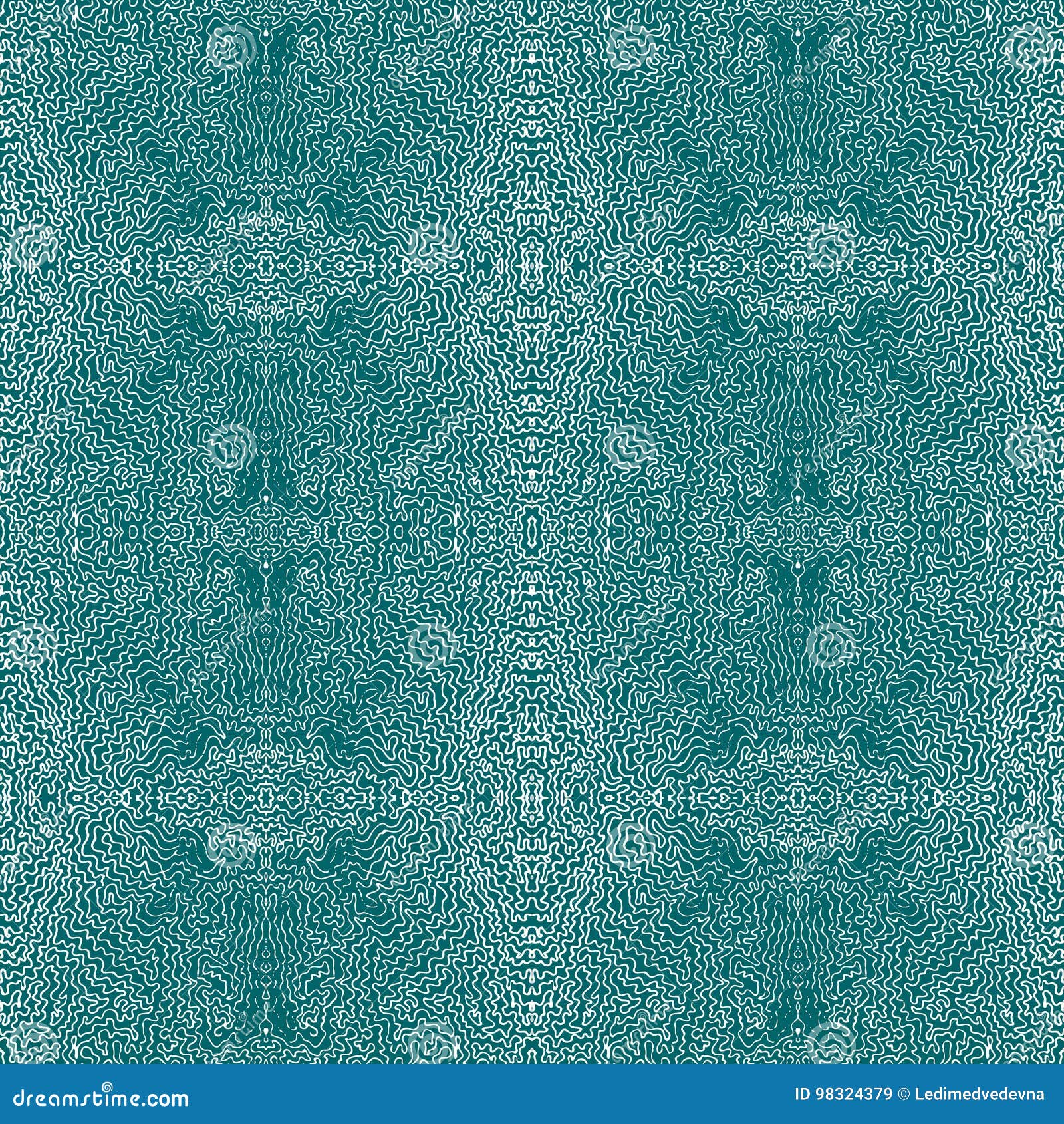 Blue Tiles with Seamless Pattern. Vector Illustration. Drawing by Hand ...