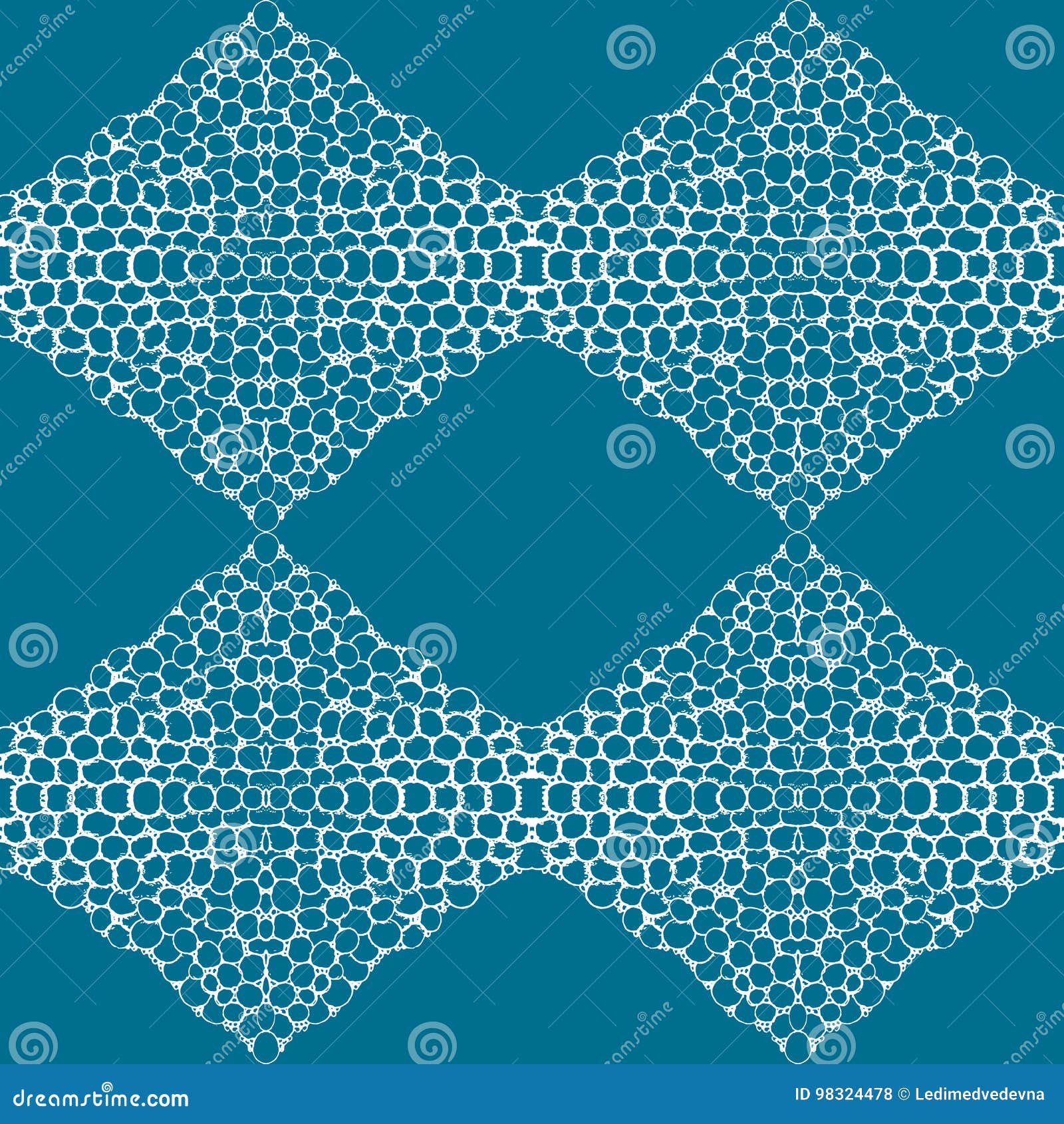 Blue Tiles with Seamless Pattern. Vector Illustration. Drawing by Hand ...