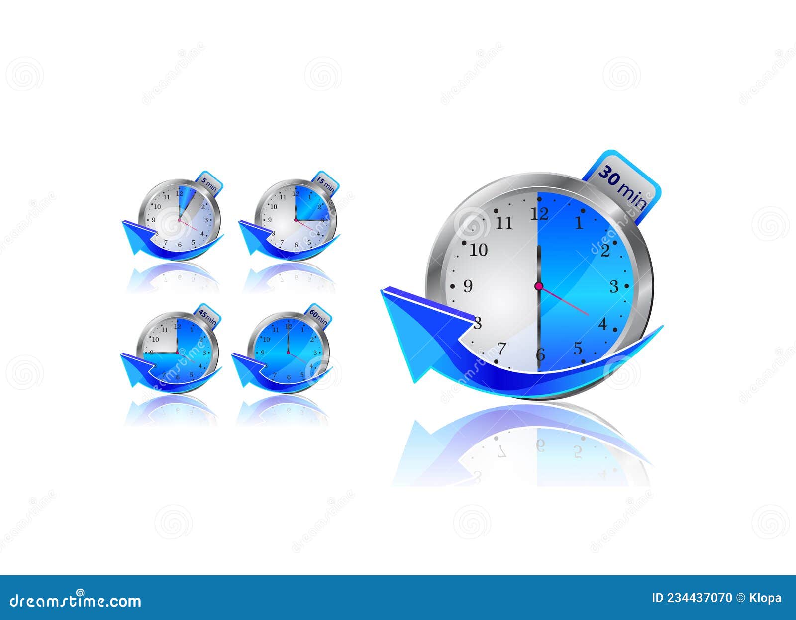 Blue Timer Clocks with Arrows Stock Vector - Illustration of object ...