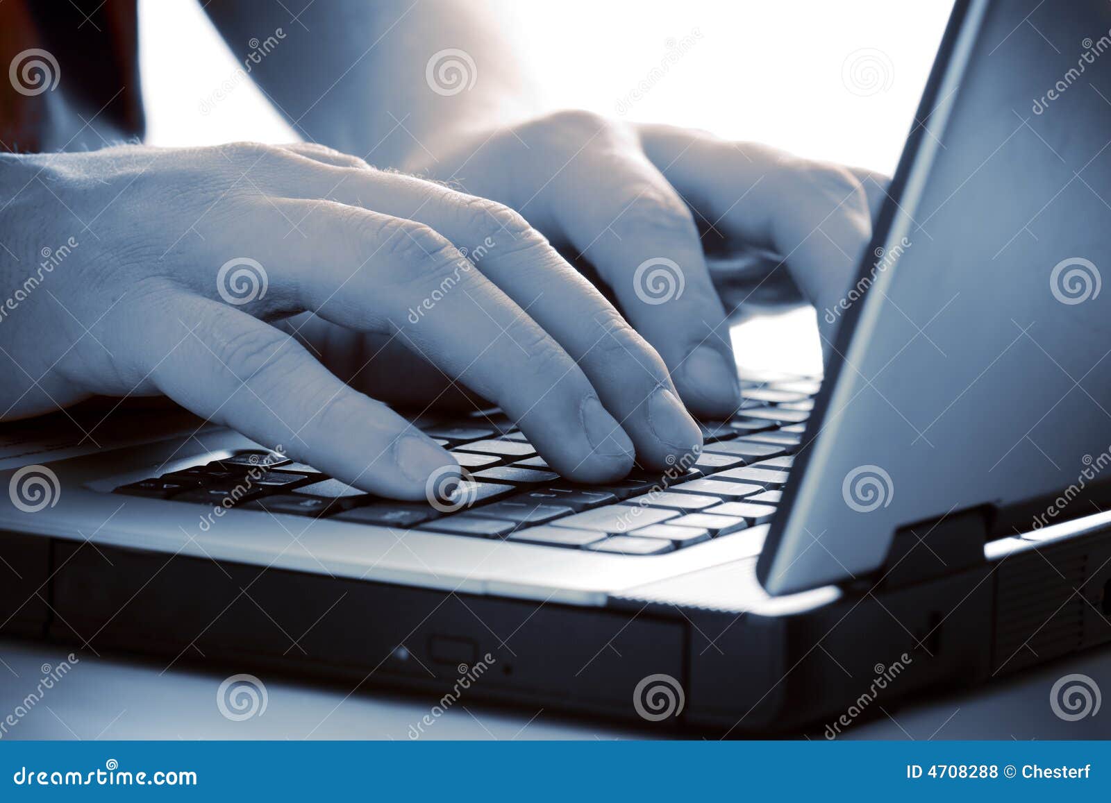 Blue Tint Fingers on Keyboard Stock Photo - Image of keys, business ...