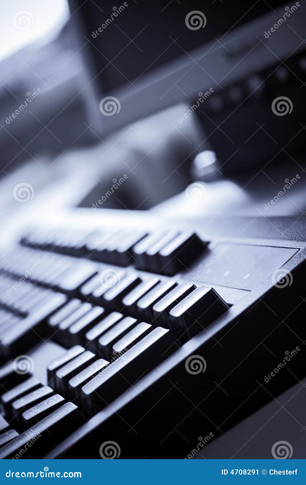 Blue Tint Office Computer Keyboard Stock Image - Image of busy, keys ...