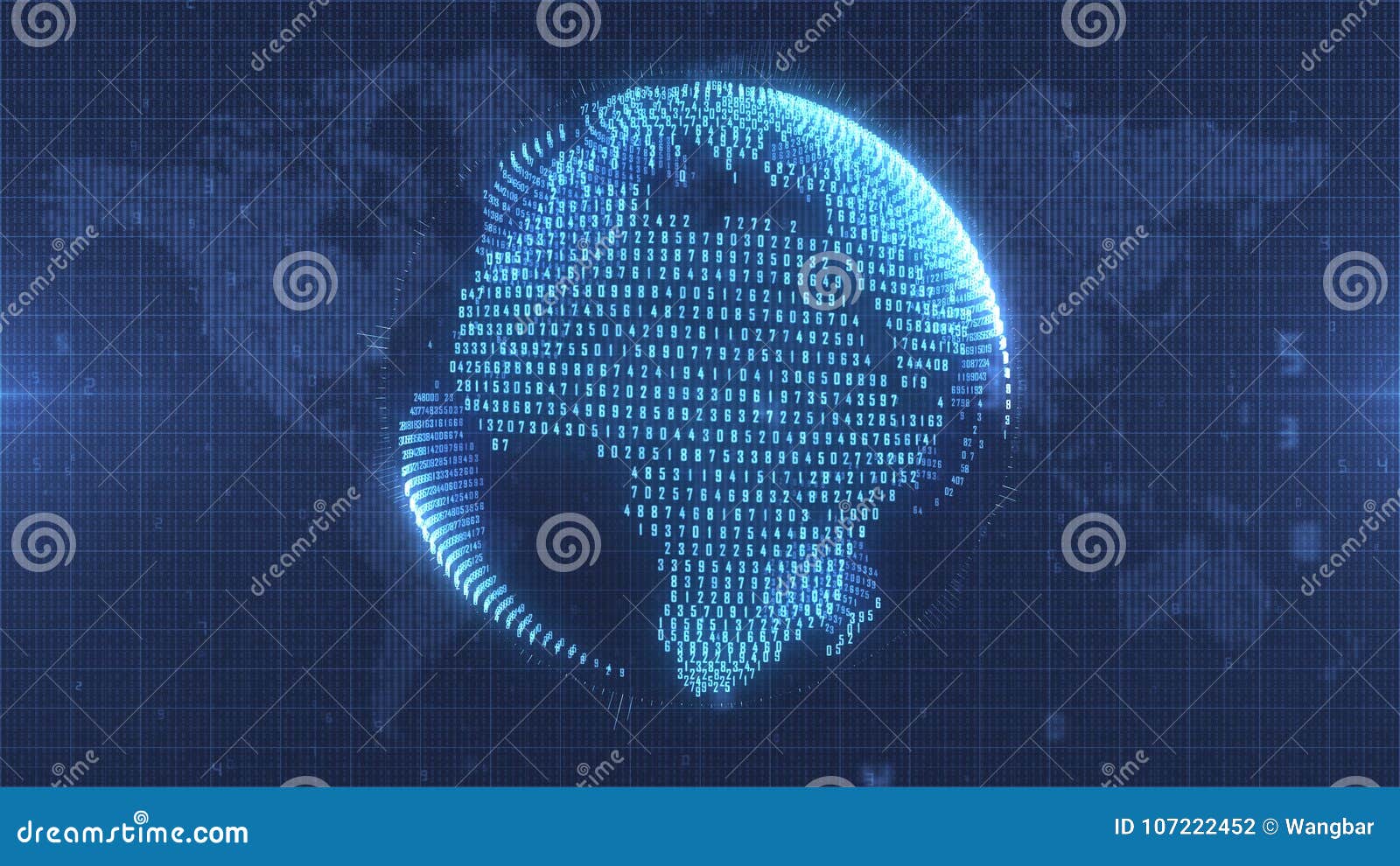 Blue Numerical Earth - Globe Formed from Data on Earth Map Background ...