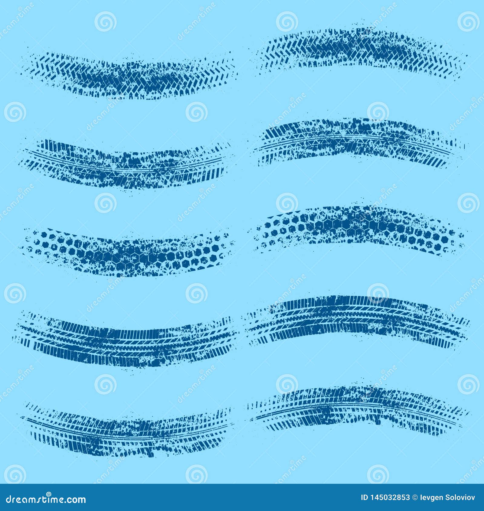 Blue tire tracks stock vector. Illustration of road - 145032853