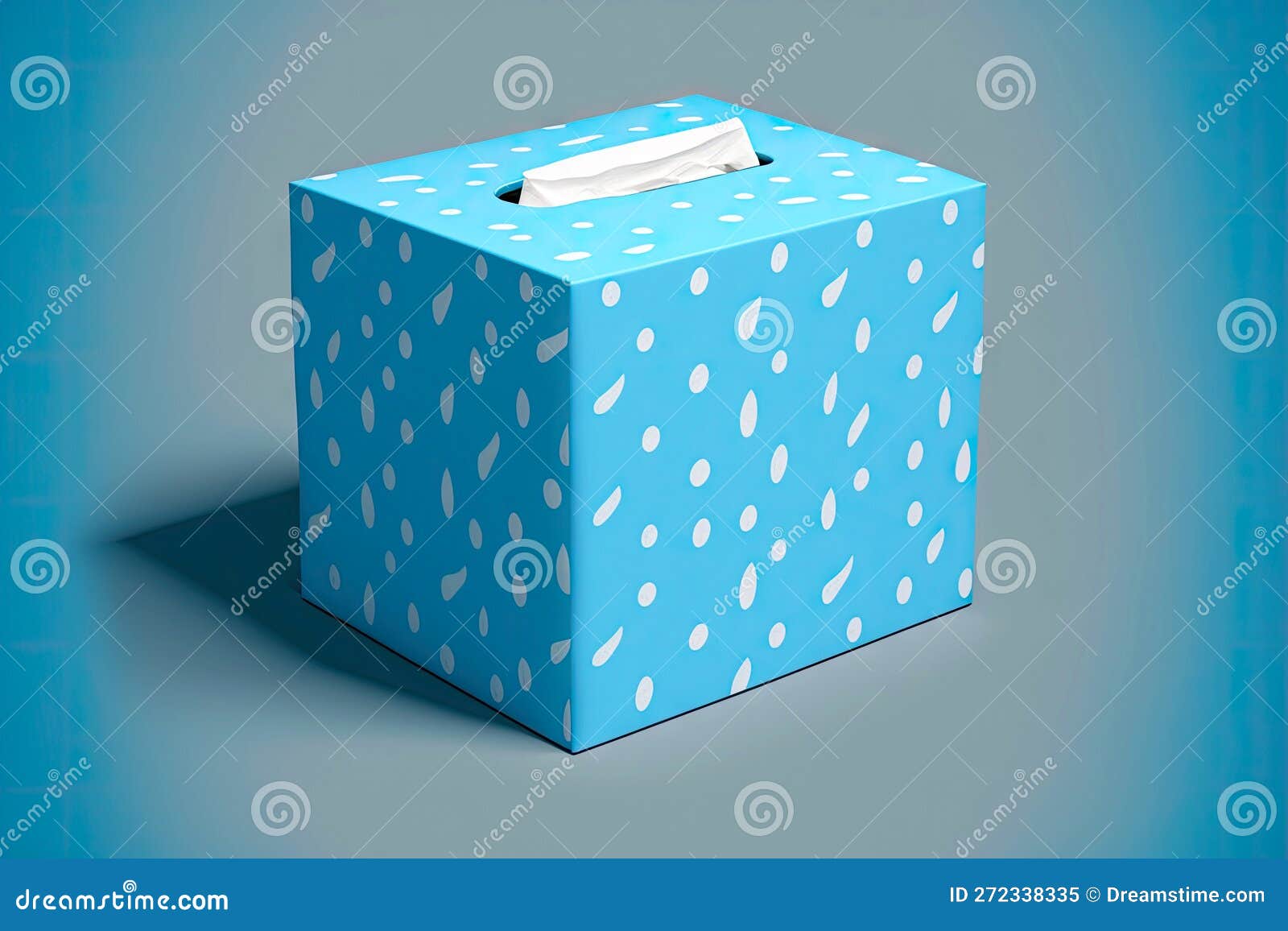 Blue Tissue Box with White Paper Pattern on Blue Background Stock ...