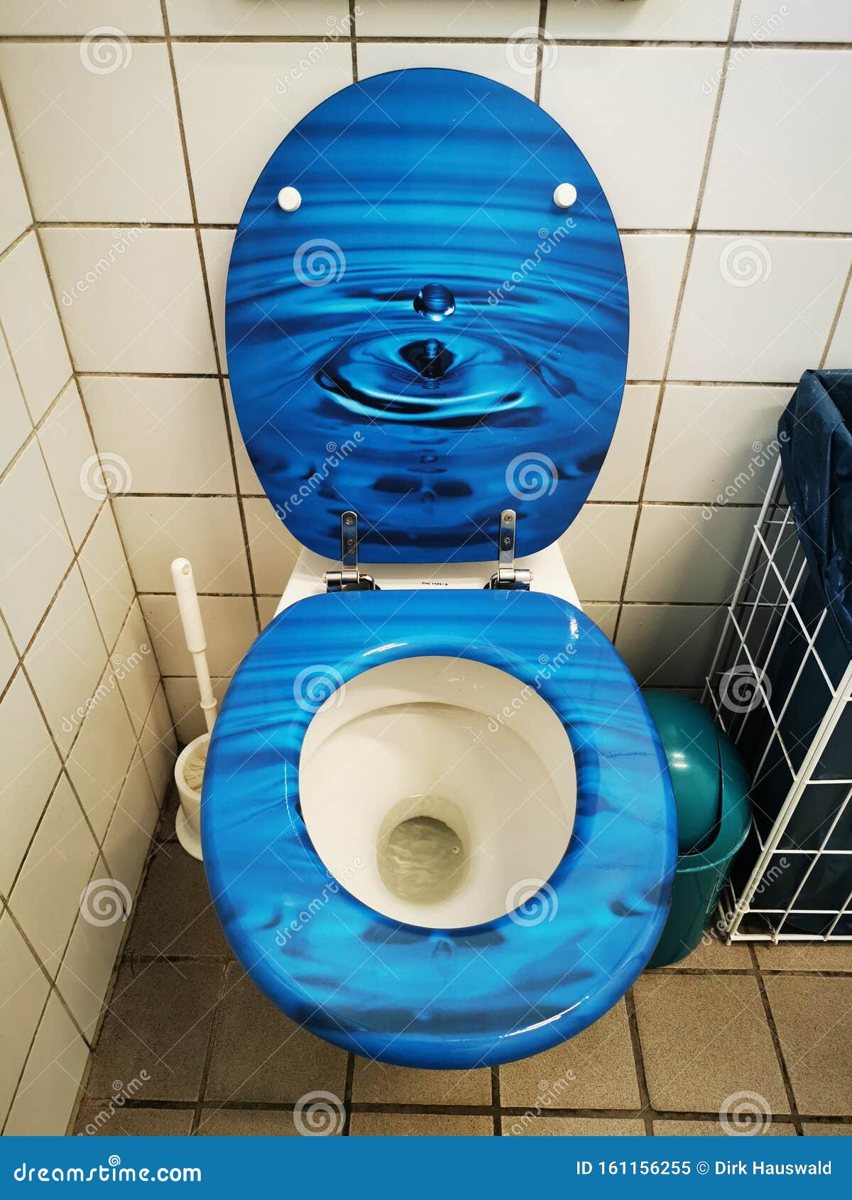 Blue Toilet in a White Room Stock Image - Image of restroom, toilet ...