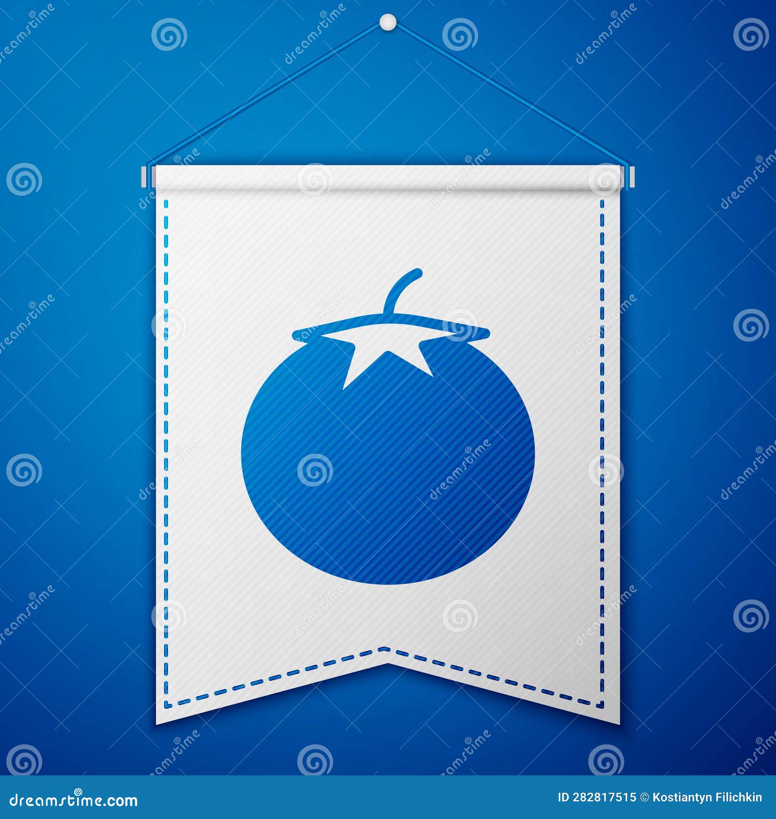 Blue Tomato Icon Isolated on Blue Background. White Pennant Template ...