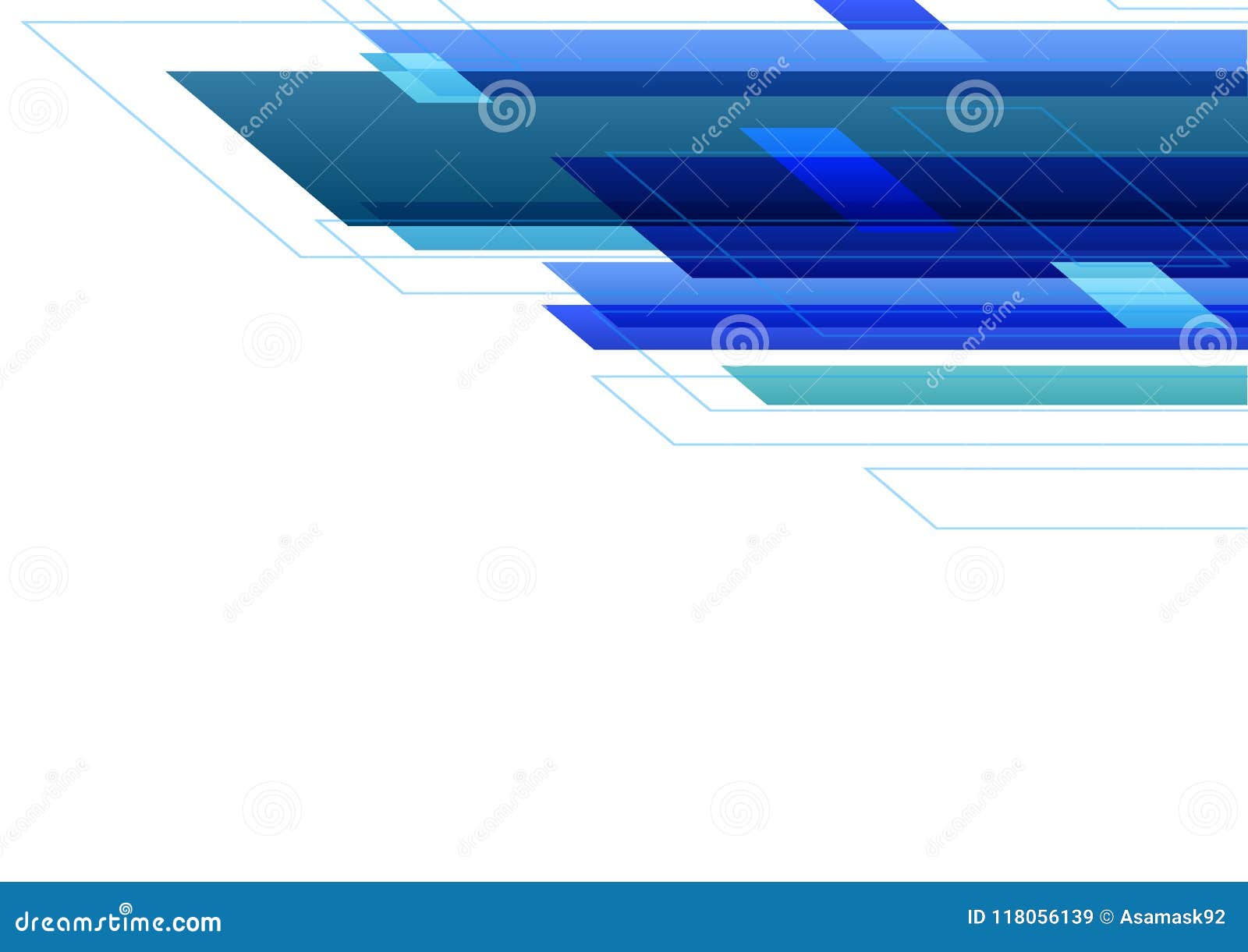 Blue Tone Abstract Square Technology White Background. Vector ...