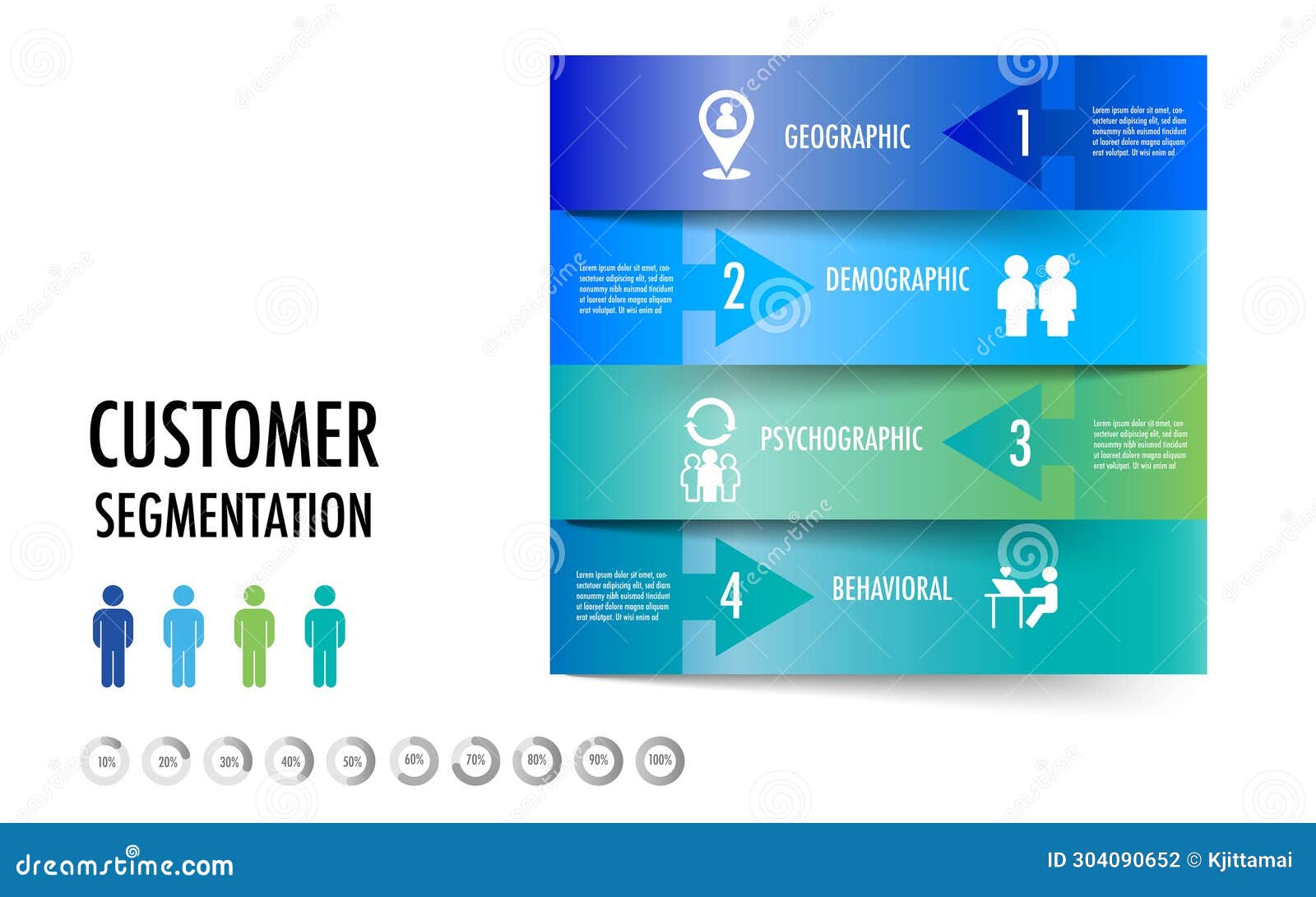 Blue Tone 4 Segment Infographic Template Stock Illustration ...