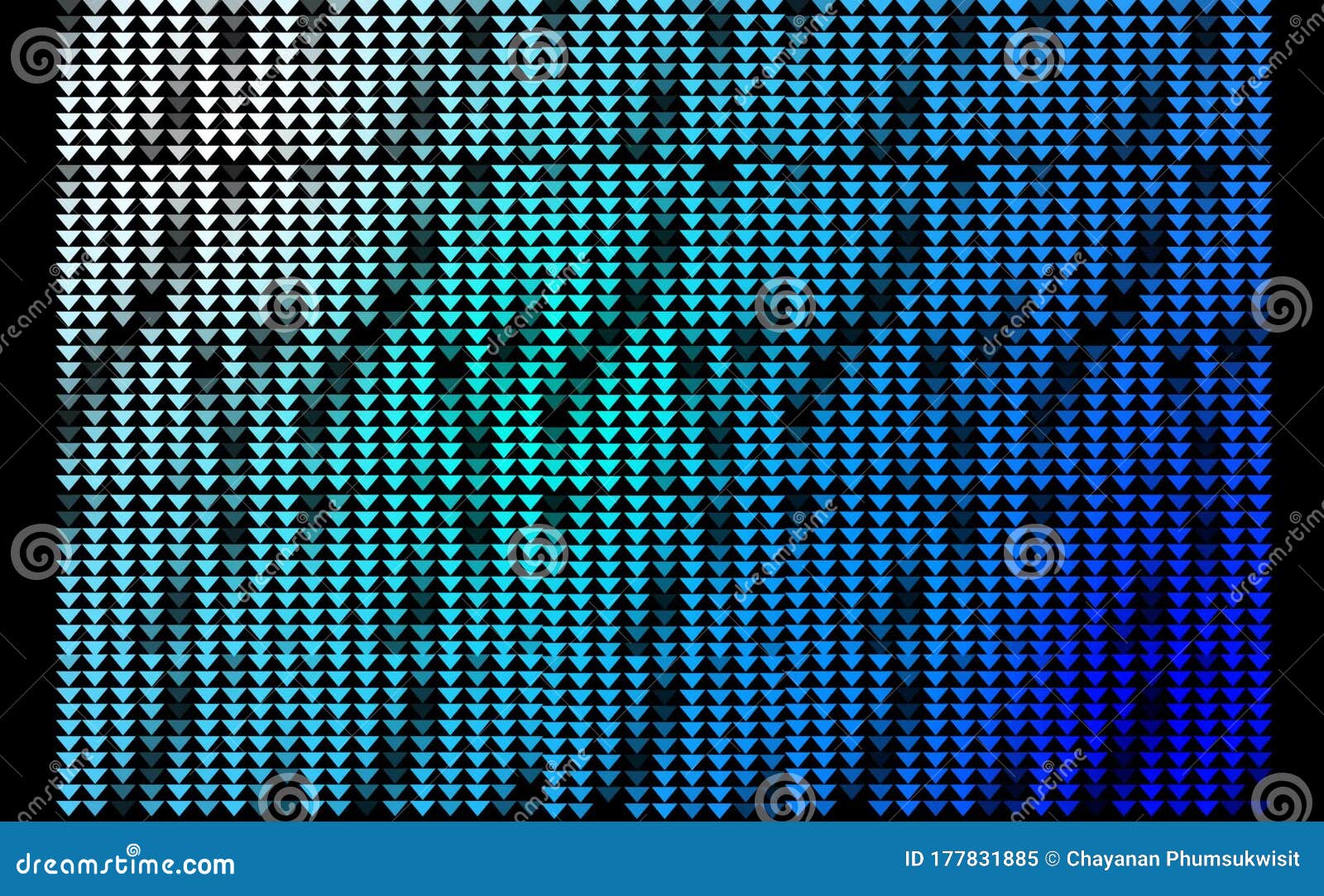 Blue Tone Triangle Down Small Group Pattern Faded All in Line on Black ...