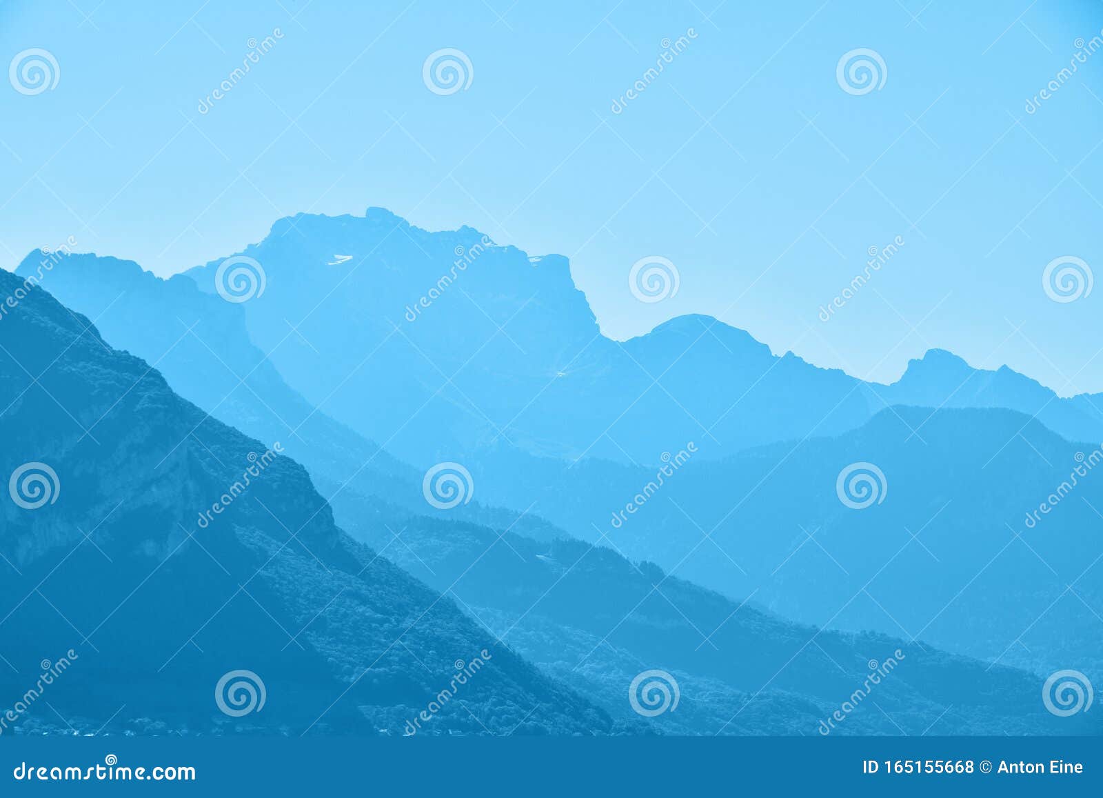 Blue Toned Aerial Perspective Mountain Landscape Stock Photo - Image of ...