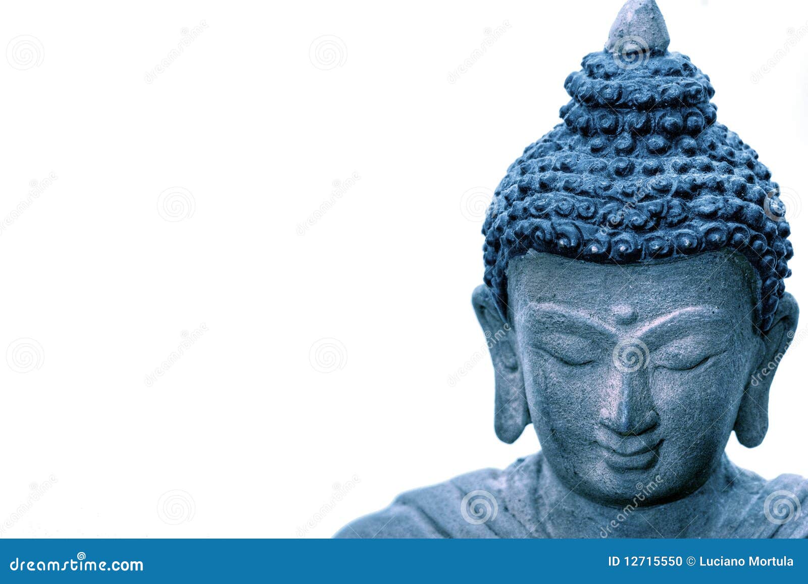 Blue Toned Buddha. Isolated on White. Stock Photo - Image of asia ...