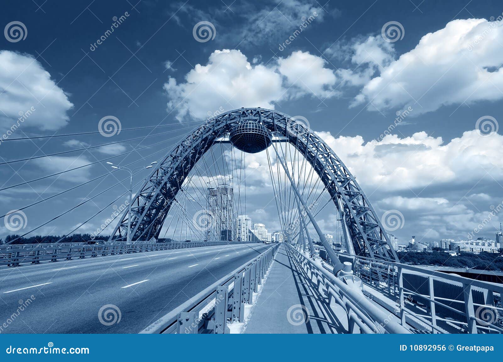 Blue Toned Cable-stayed Bridge Stock Photo - Image of architecture ...