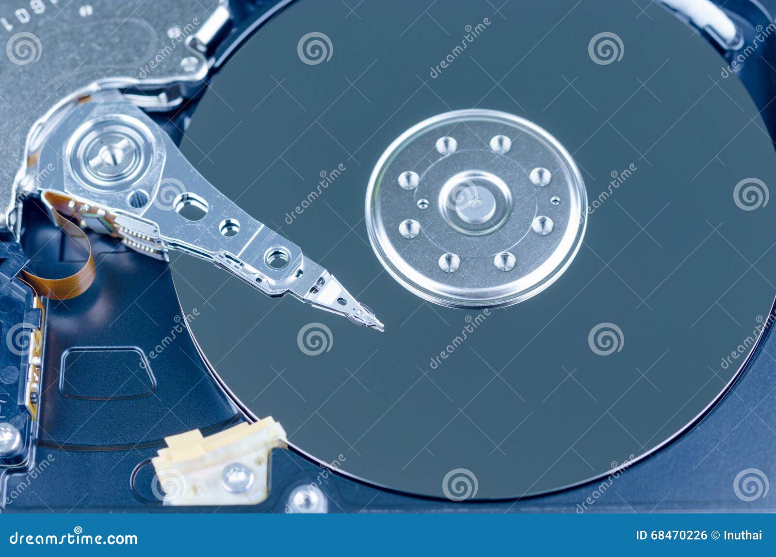Blue Toned Close Up Shot of a Harddisk Drive. Stock Photo - Image of ...