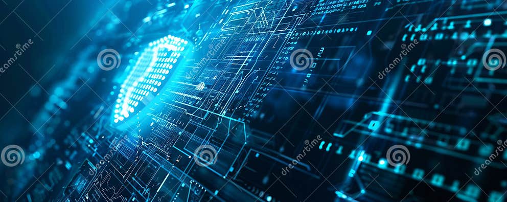 Blue-toned Cyber Security Background with a Digital Shield, Binary Code ...