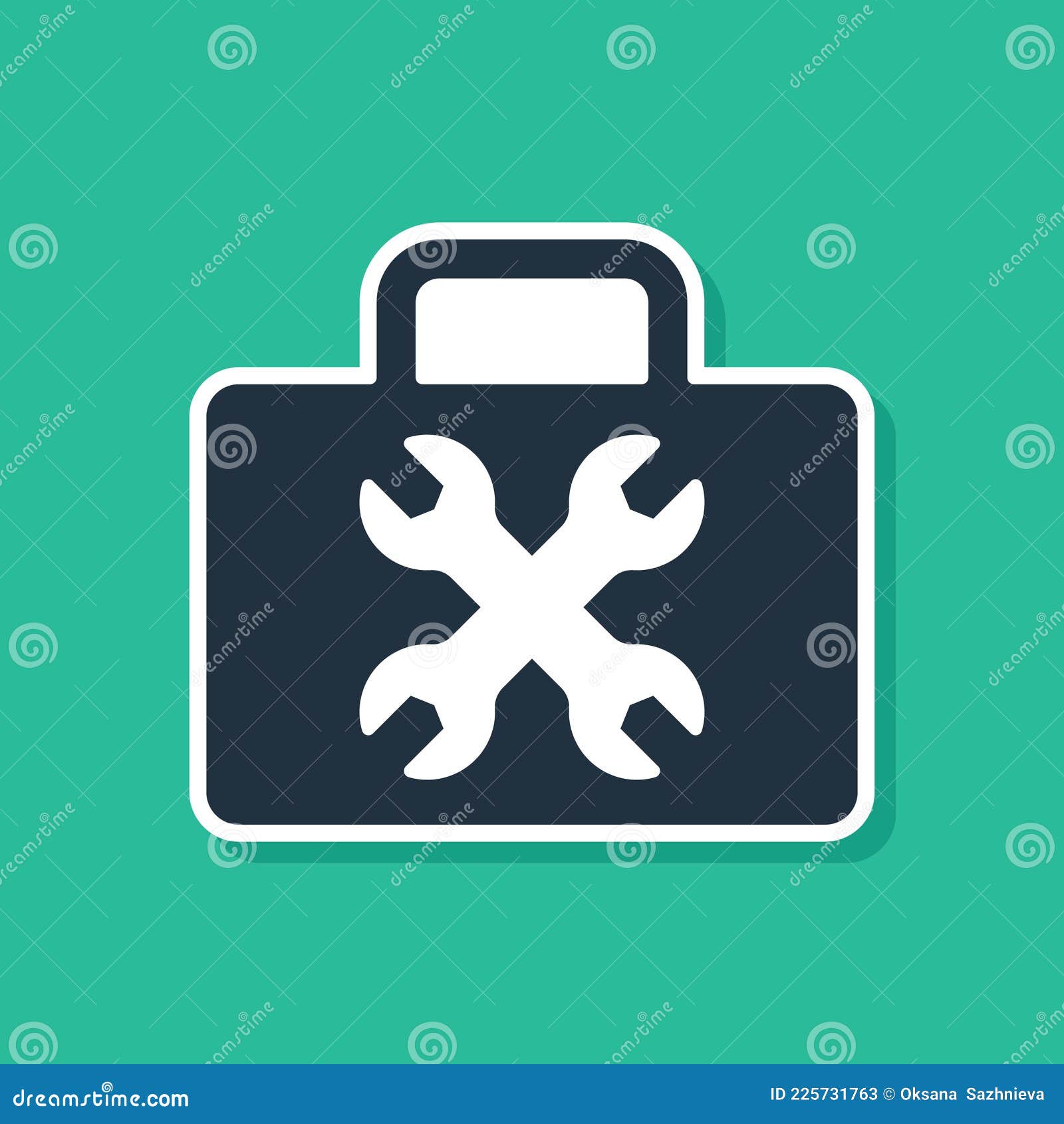 Blue Toolbox Icon Isolated on Green Background. Tool Box Sign Stock ...