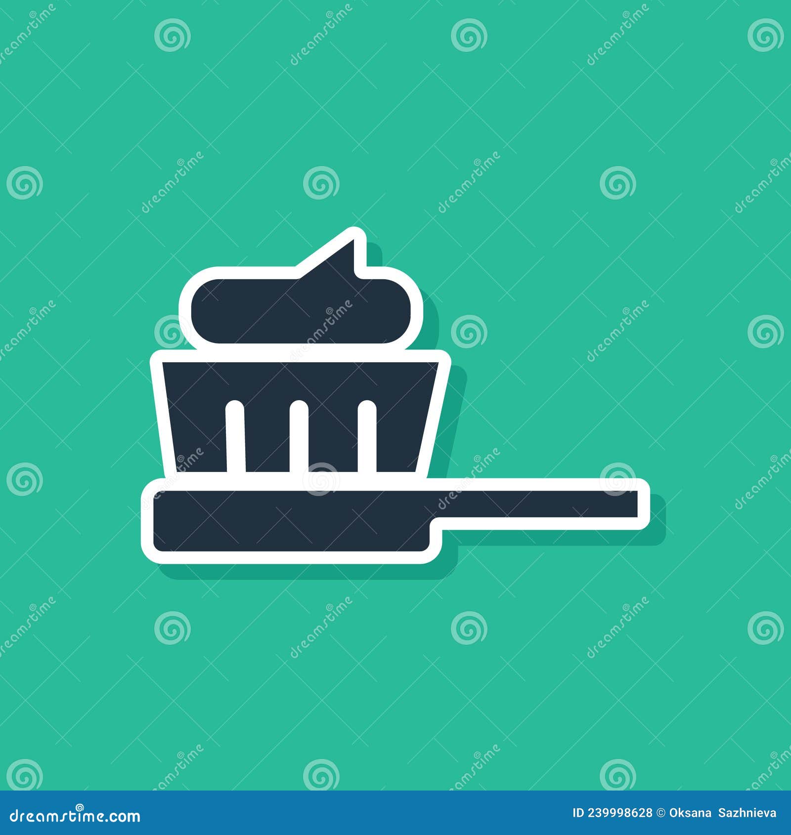 Blue Toothbrush with Toothpaste Icon Isolated on Green Background ...