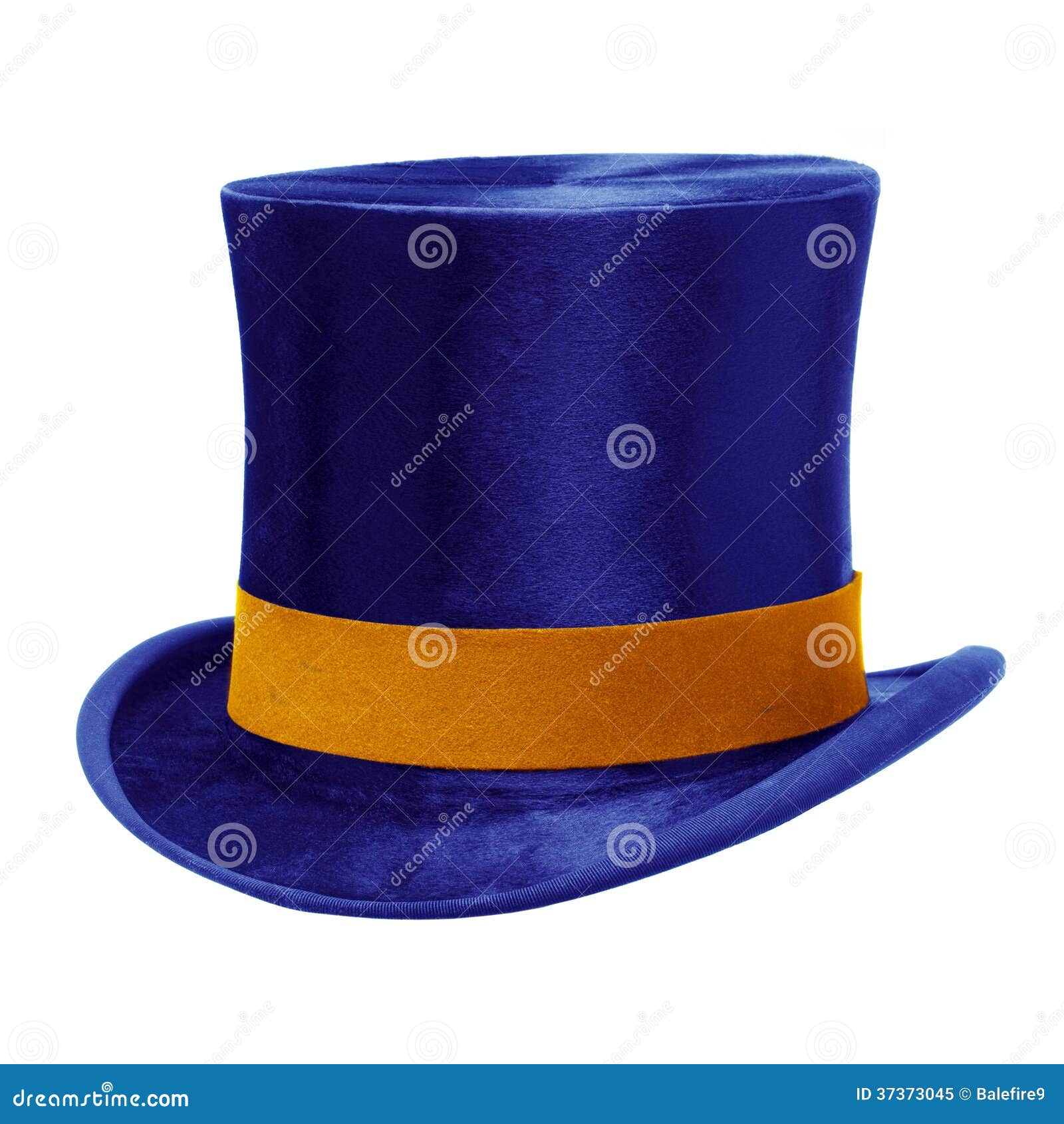 Blue Top Hat against White stock image. Image of costume - 37373045
