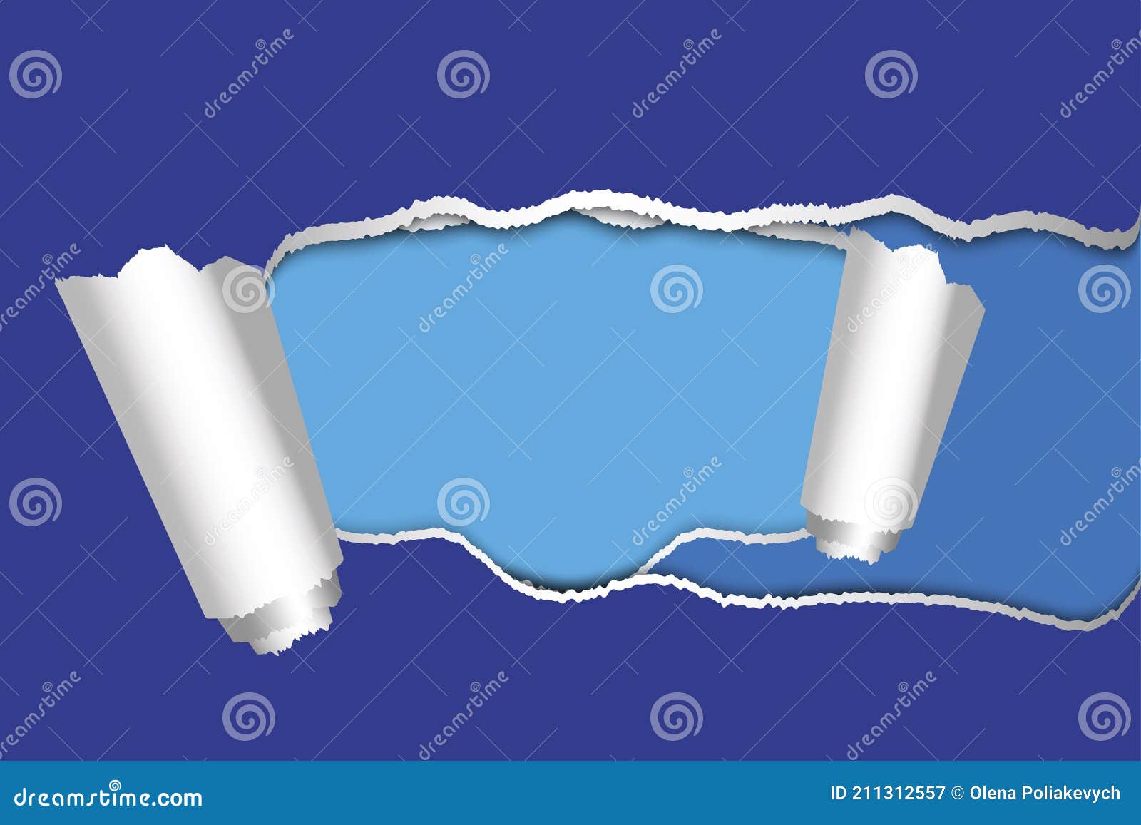 Blue Torn Paper. Torn Horizontal Paper on a Light Blue Background Stock ...