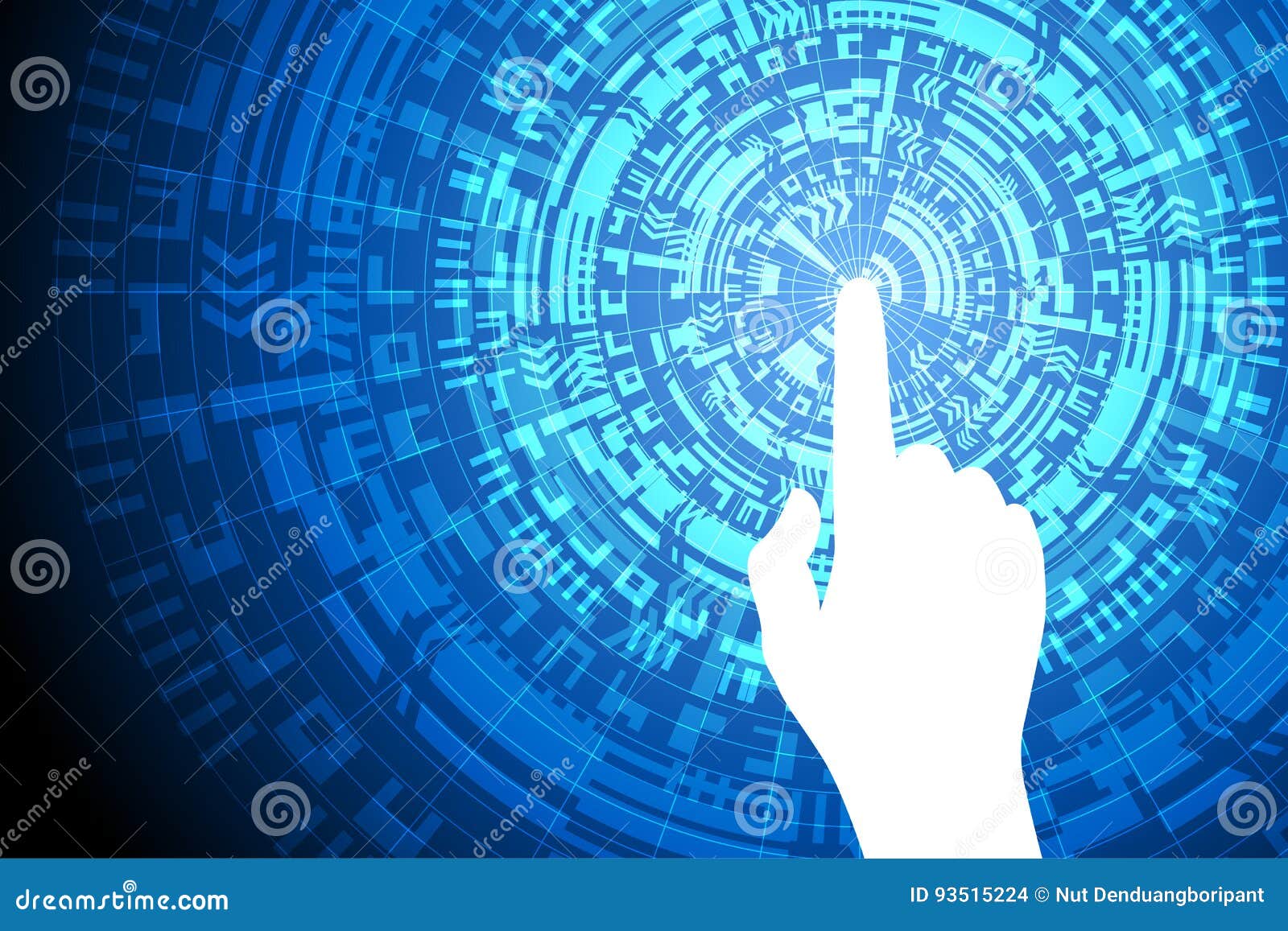 Touch The Future, Vector Illustration Of A Sense Of Science And ...