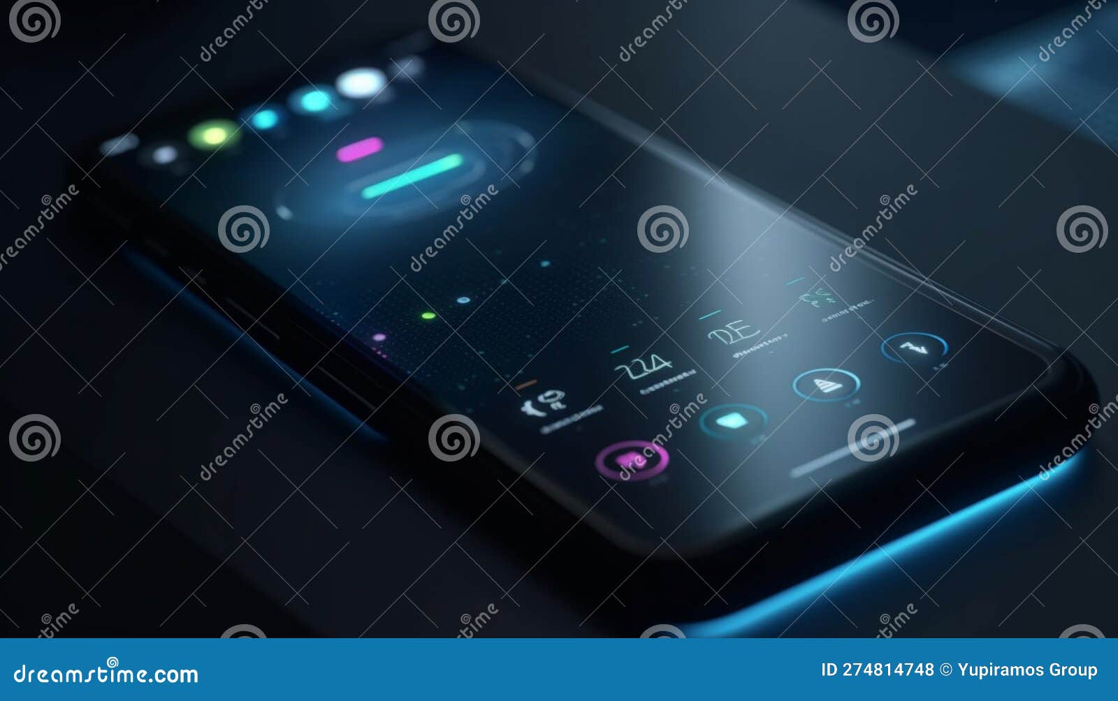 Blue Touch Screen Illuminated with Modern Design Generated by AI Stock ...