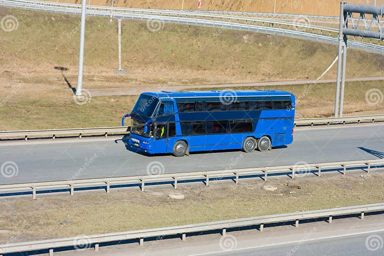 Blue tour bus stock image. Image of transporting, road - 5208065