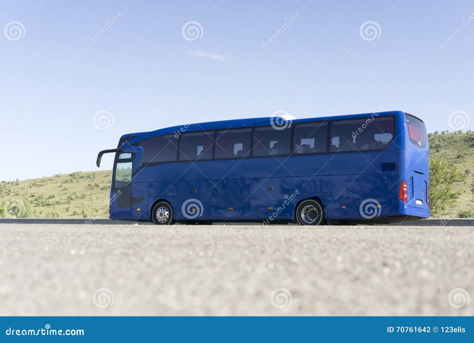 Blue Tourist Bus stock photo. Image of motion, background - 70761642