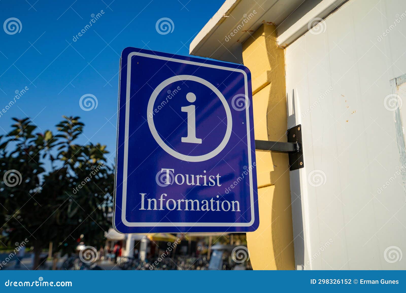Blue Tourist Information Sign Outdoor Stock Photo - Image of station ...