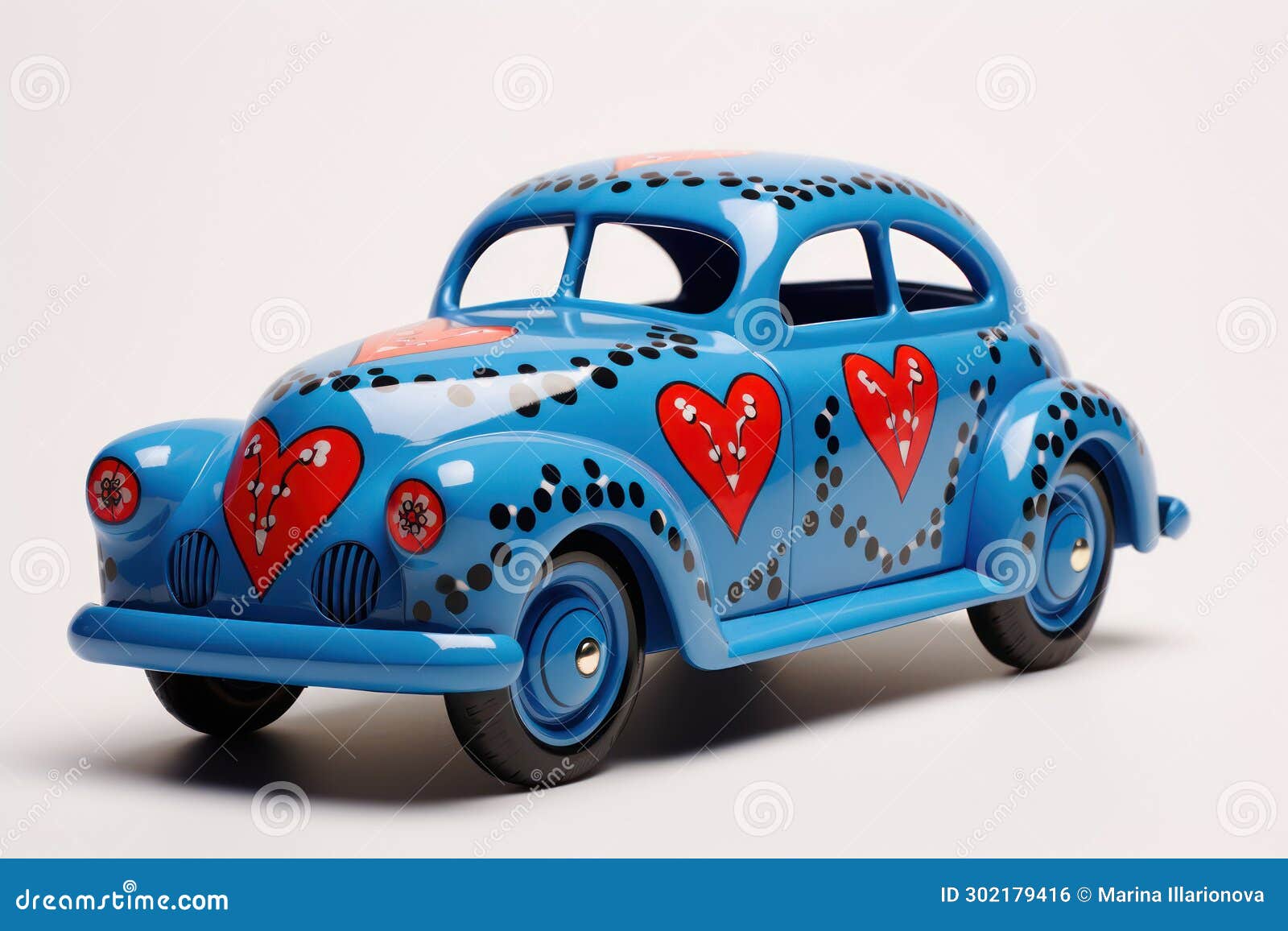 Blue Toy Car with Hearts. Generative AI Stock Illustration ...