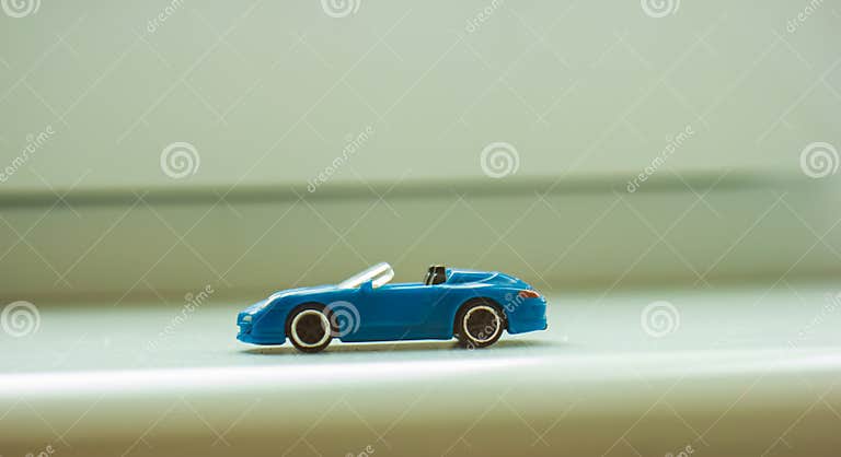 Blue Toy Car on White Background Stock Photo - Image of level, play ...