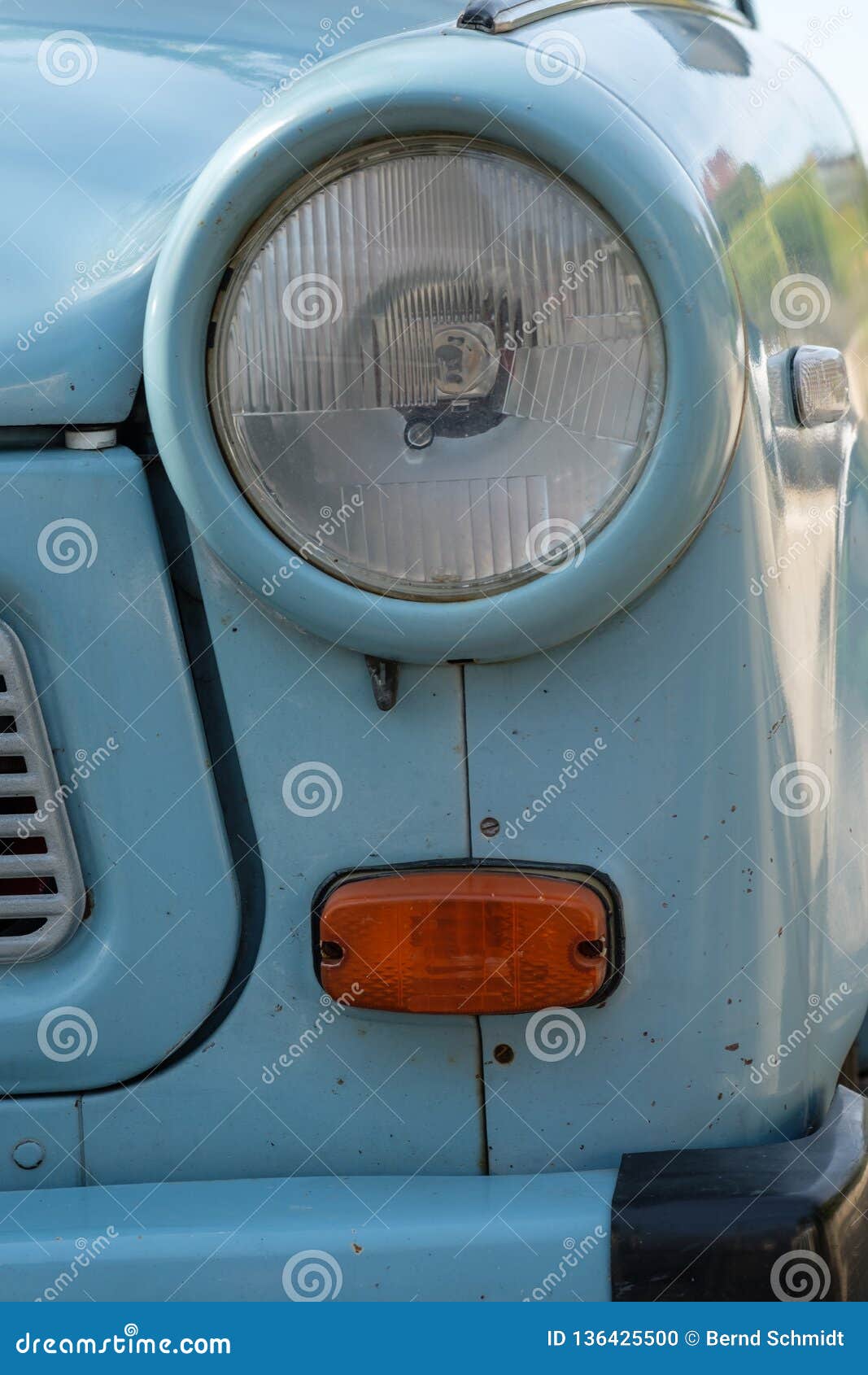 Blue trabant car headlight stock photo. Image of antique - 136425500