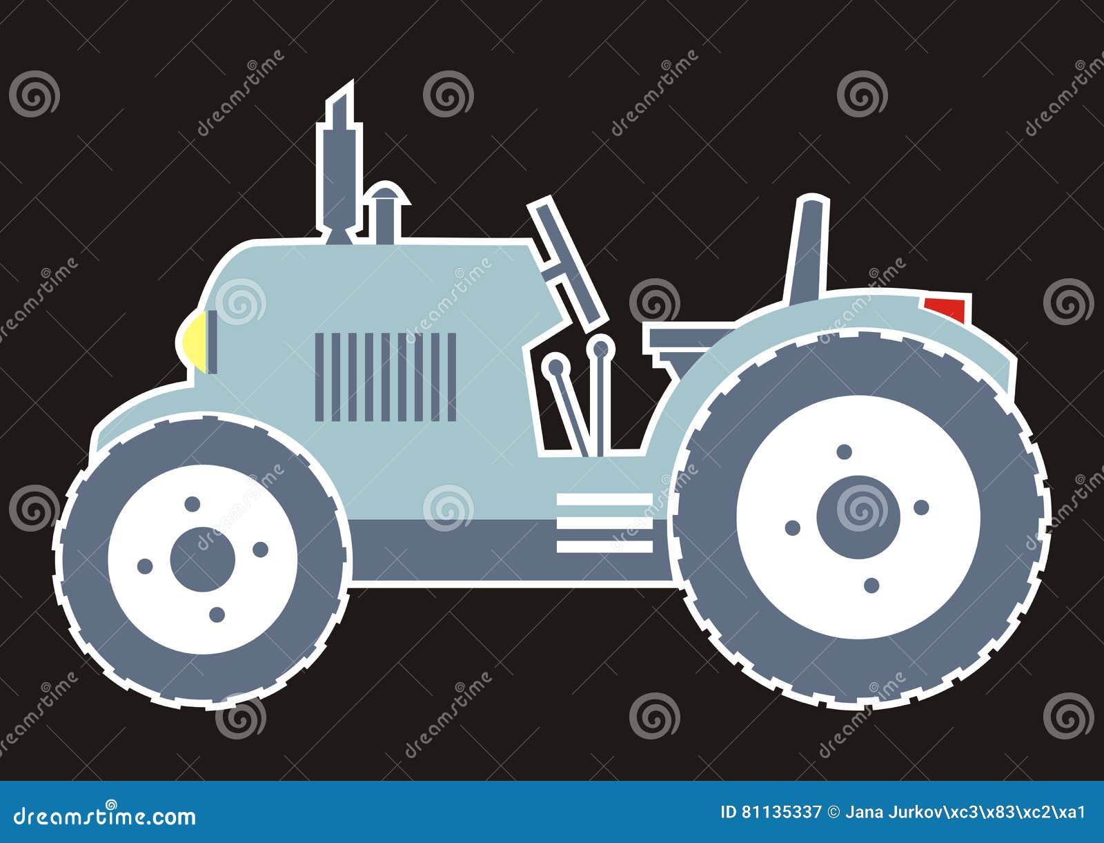 Blue tractor stock vector. Illustration of contour, garden - 81135337