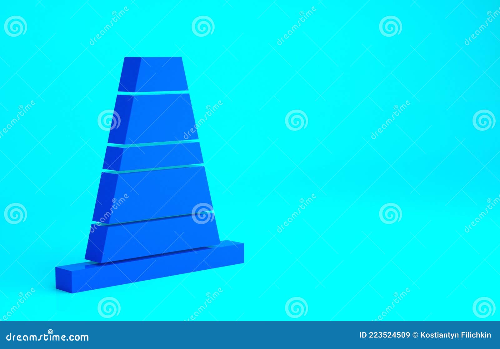 Blue Traffic Cone Icon Isolated on Blue Background. Minimalism Concept ...