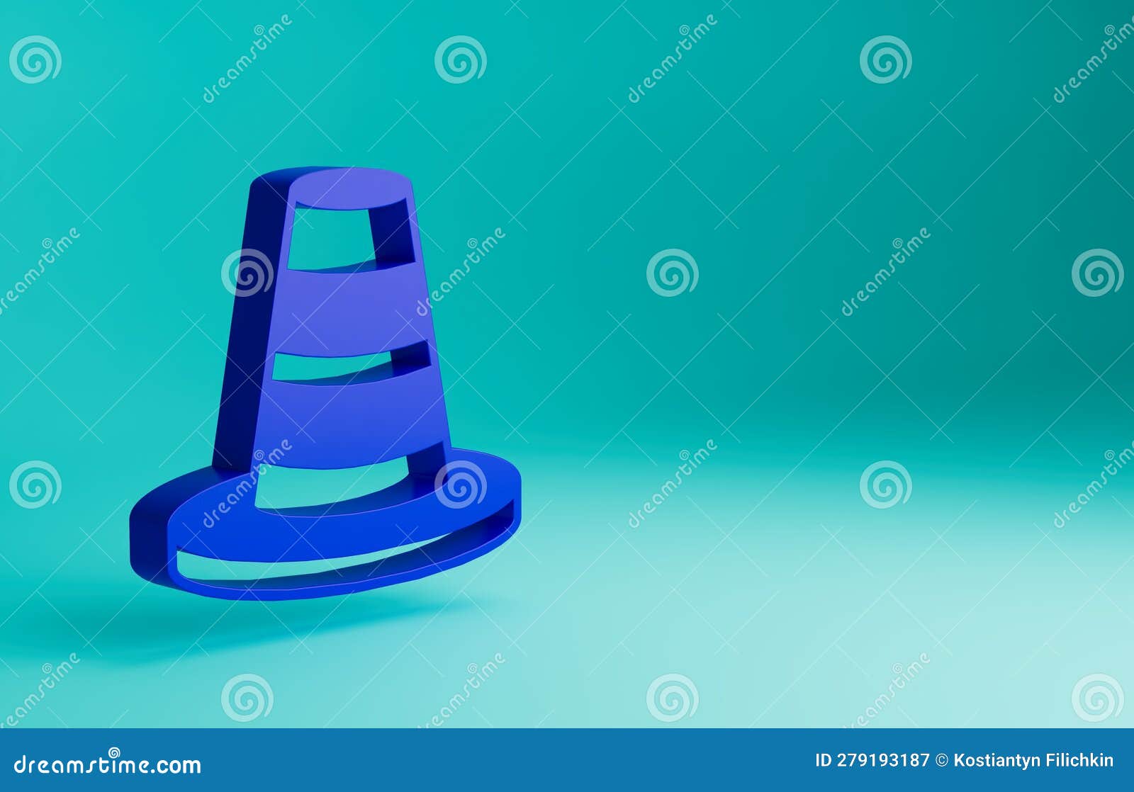 Blue Traffic Cone Icon Isolated on Blue Background. Minimalism Concept ...