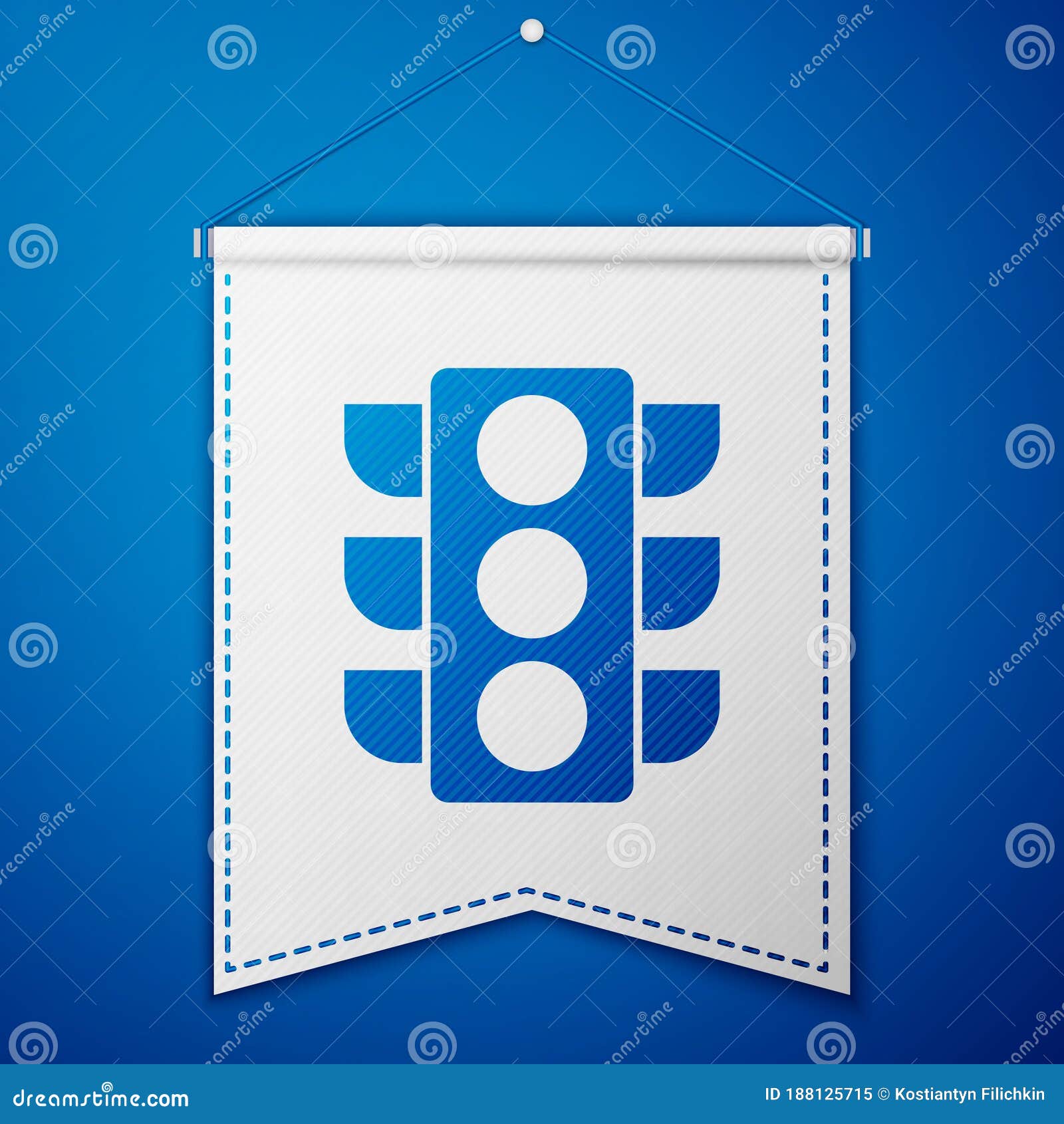 Blue Traffic Light Icon Isolated on Blue Background. White Pennant ...